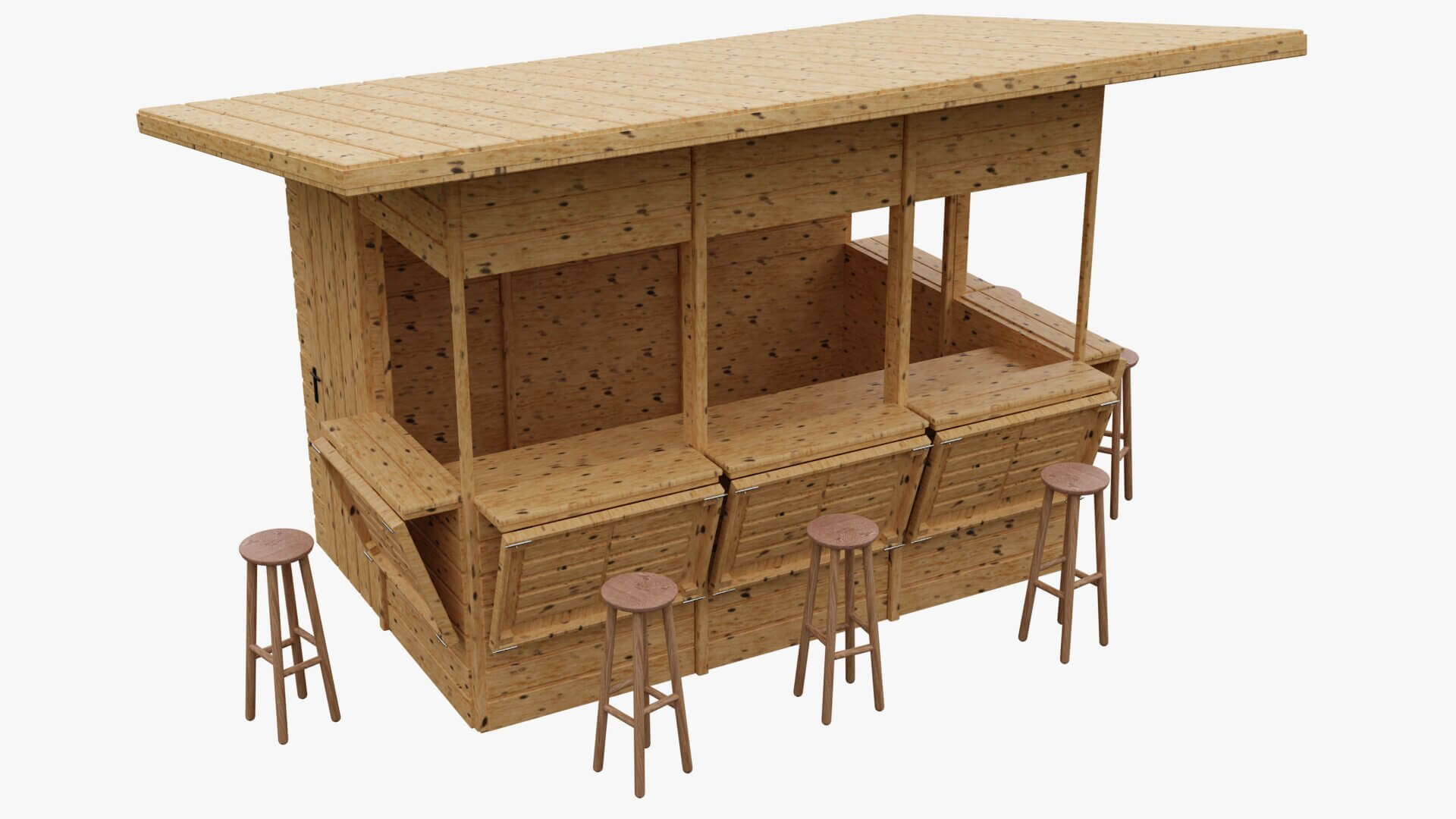 Wooden Kiosk - 3D Model by Blenduffo