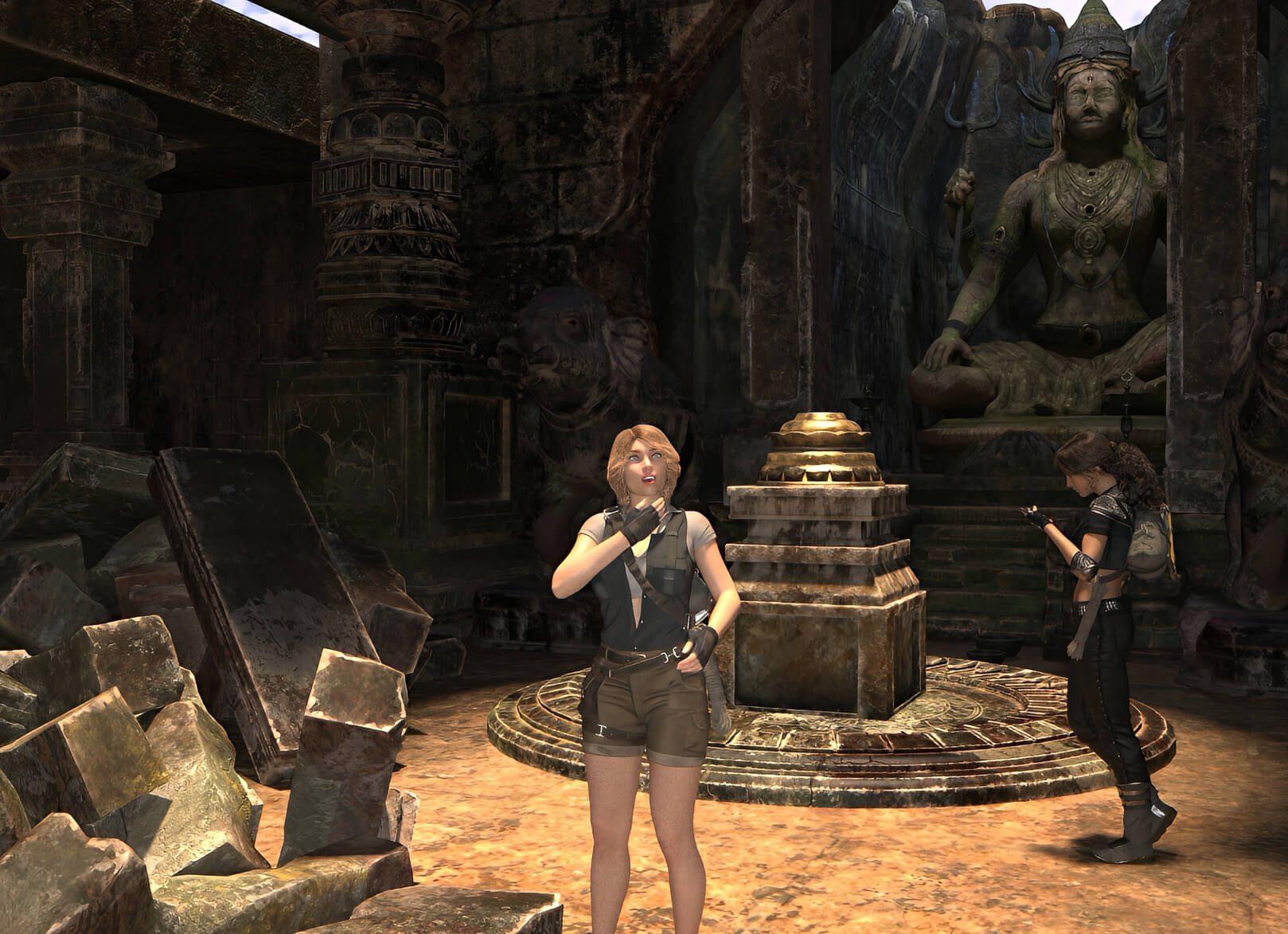 The Temple Exploration 3D Render, Digital Art by Blue Flame