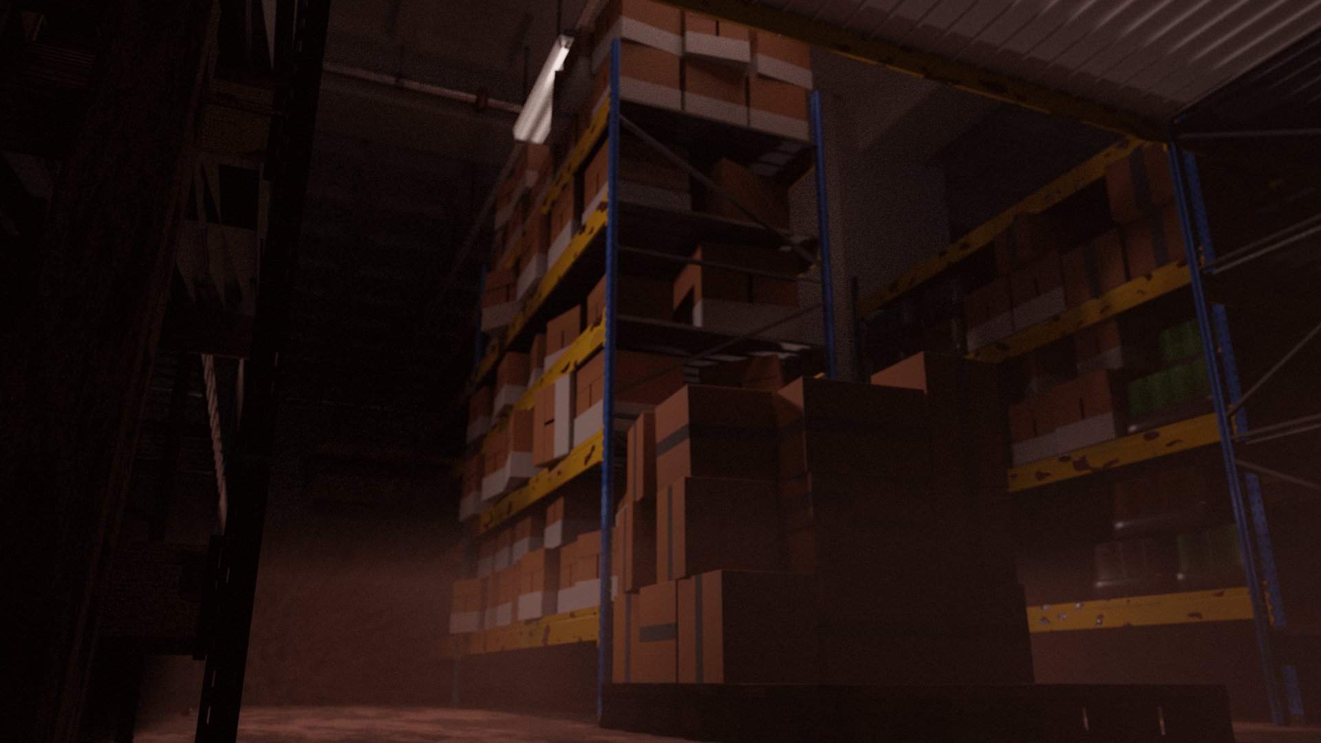 Warehouse at night 3D Render, Digital Art by BlueChris206