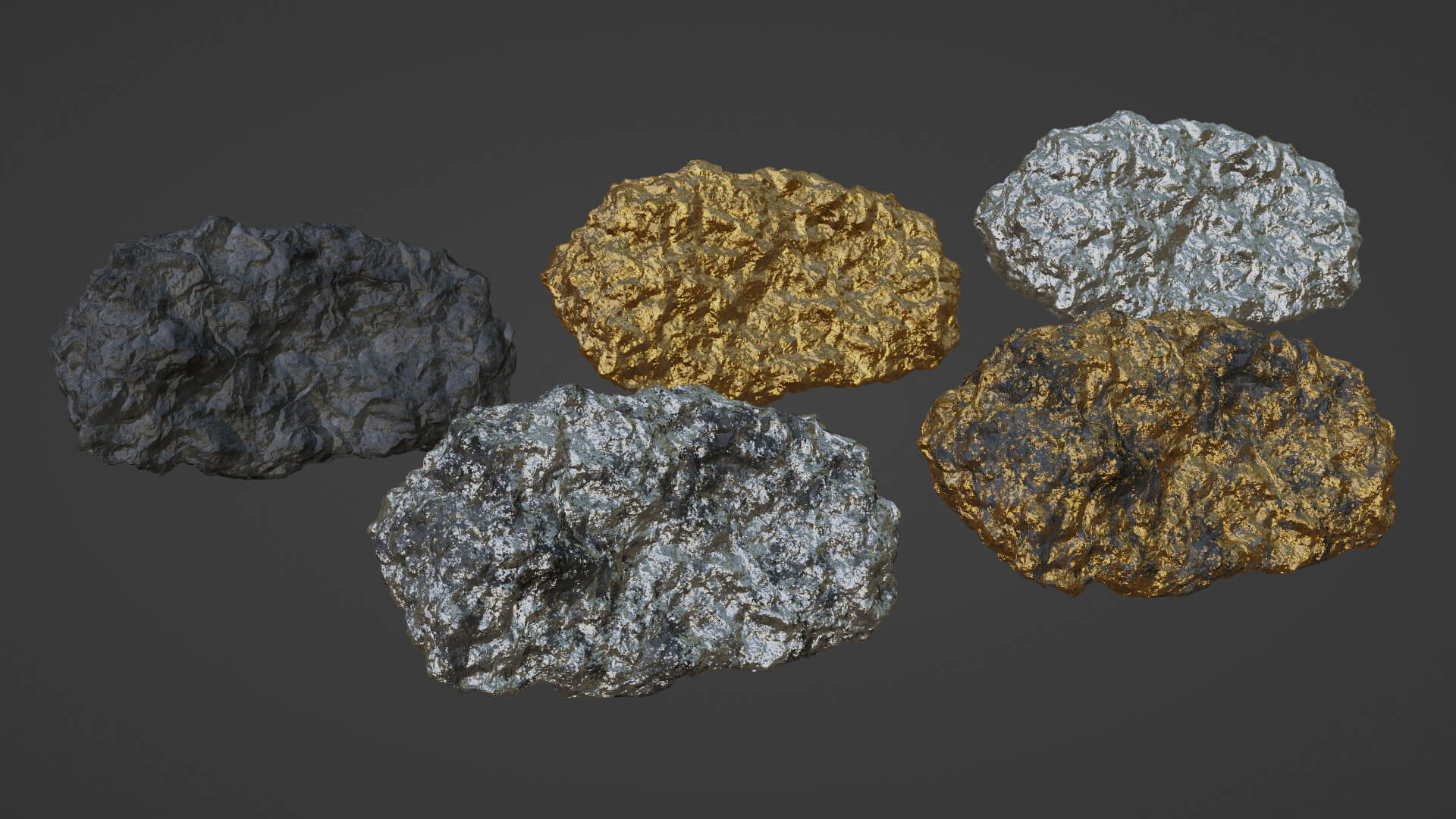 Gold & Silver Nuggets - 3D Model by BlueChris206