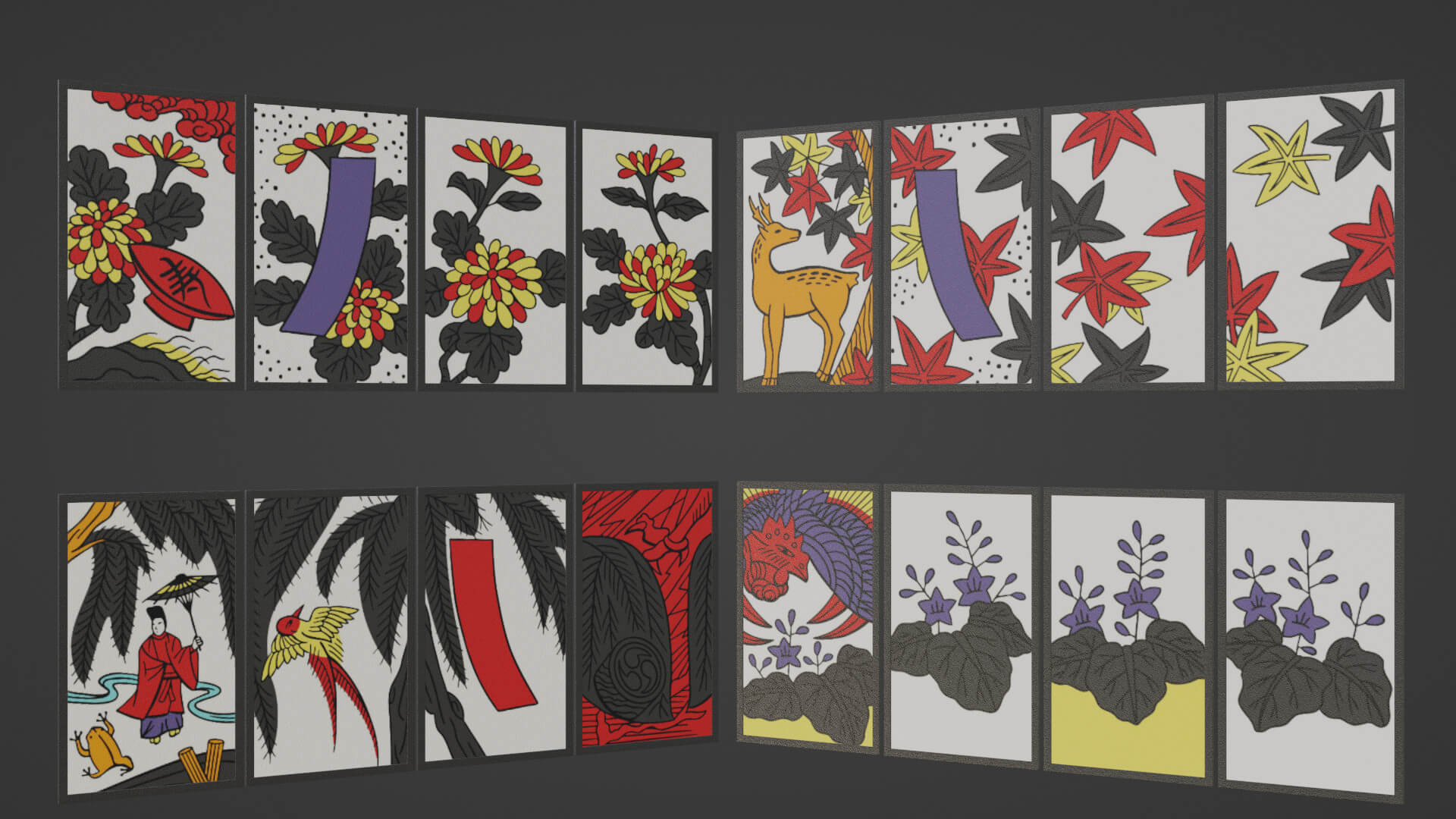 Hanafuda - Flower Cards 3D Model by BlueChris206