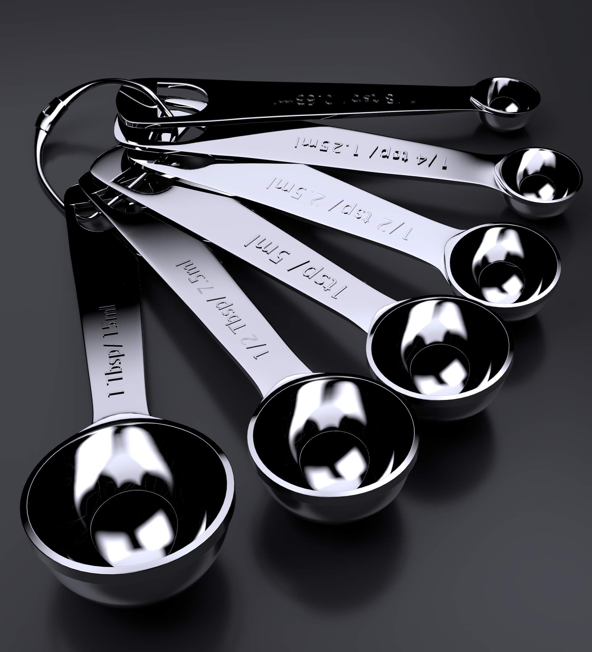 Measuring Spoons (6 Pieces) - 3D Model by BLUEPRINTMODELS