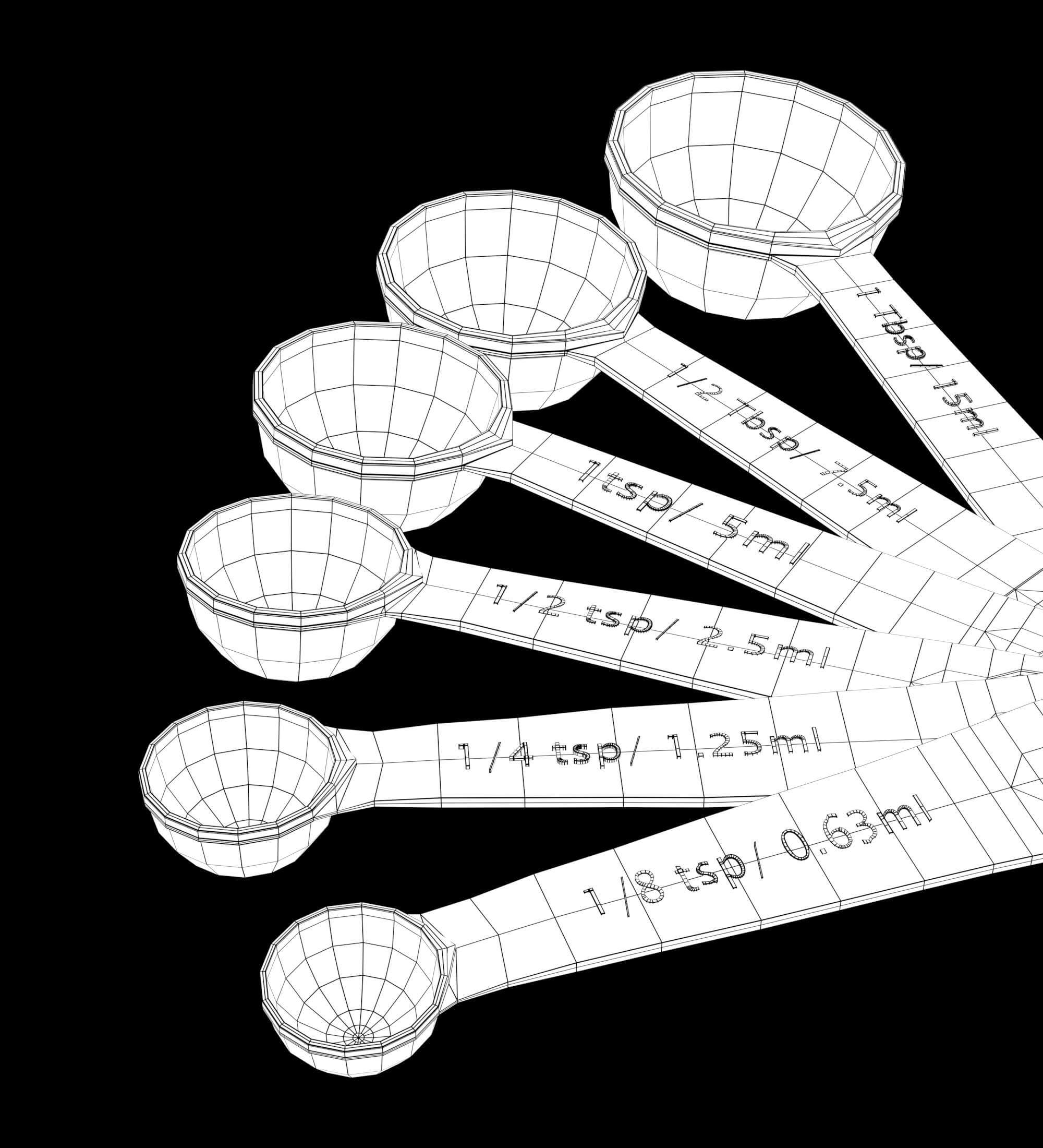 Measuring Spoons (6 Pieces) - 3D Model by BLUEPRINTMODELS