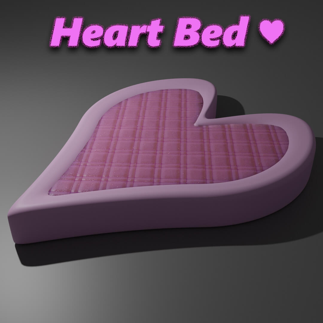 Pink Heart Bed - Daz Content by BoBo3D