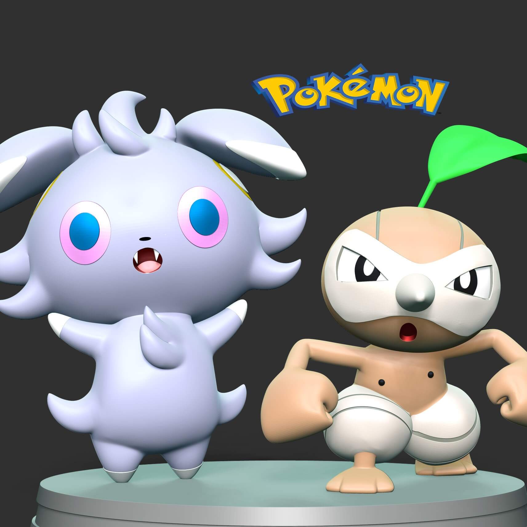 Espurr & Nuzleaf - Pokemon 3D Model by Bon Bon Art