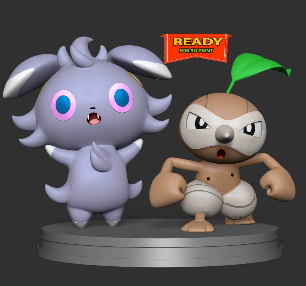 Espurr & Nuzleaf - Pokemon 3D Model by Bon Bon Art