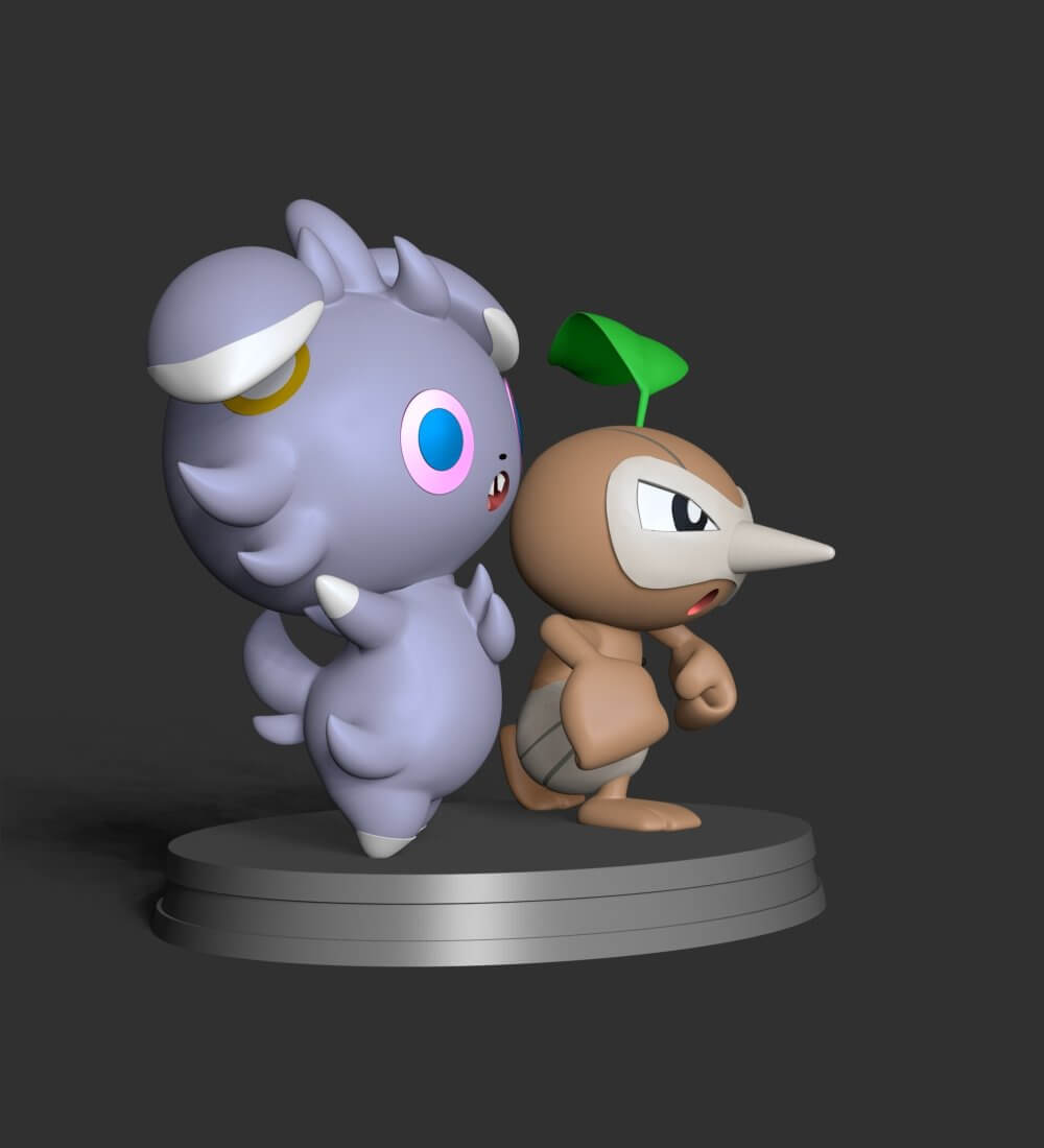 Espurr & Nuzleaf - Pokemon 3D Model by Bon Bon Art