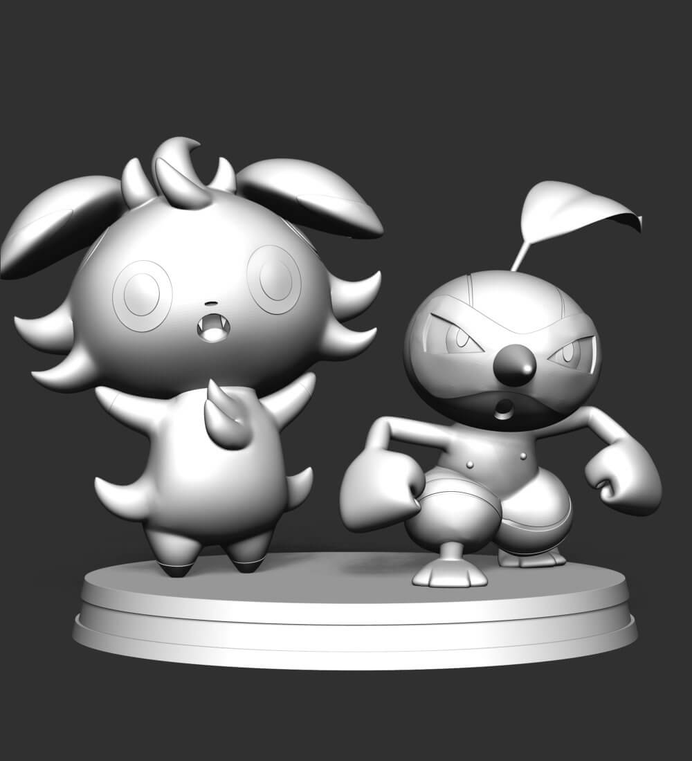 Espurr & Nuzleaf - Pokemon 3D Model by Bon Bon Art