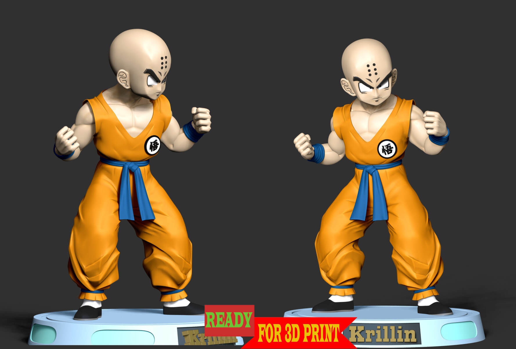 Krillin - Dragon Ball Fanart Free 3D Model by Bon Bon Art