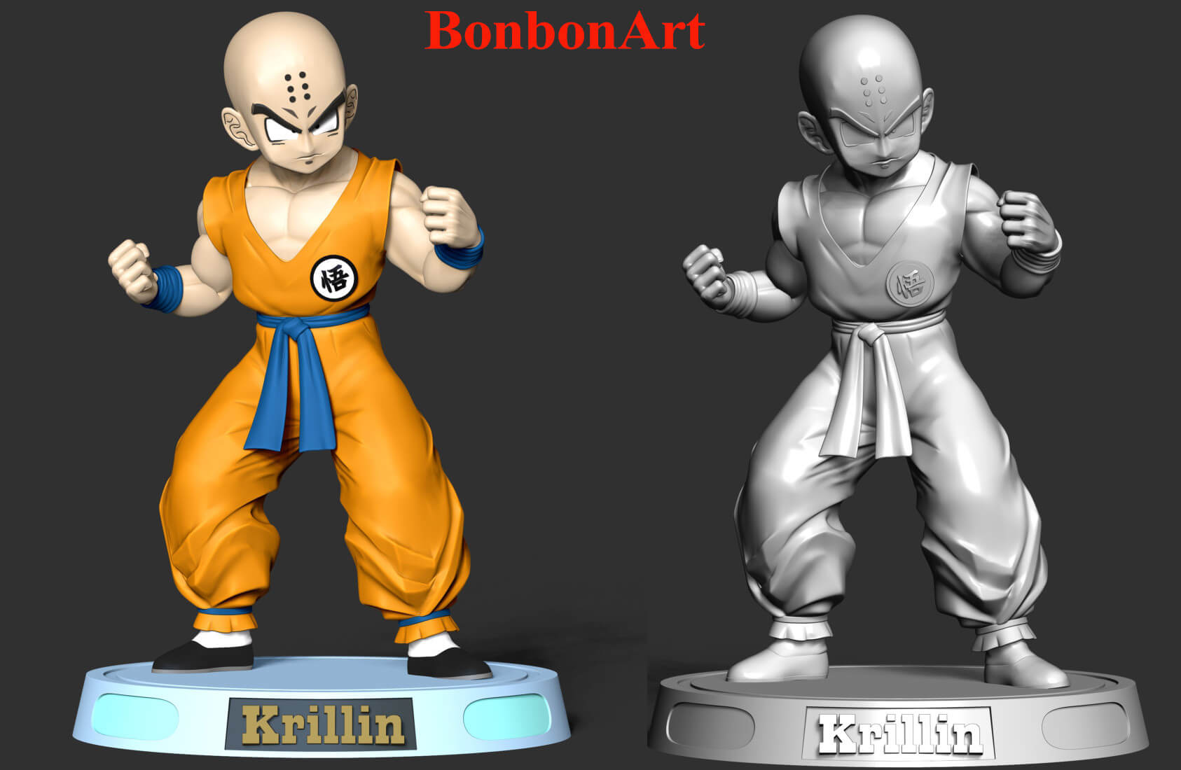 Krillin - Dragon Ball Fanart Free 3D Model by Bon Bon Art