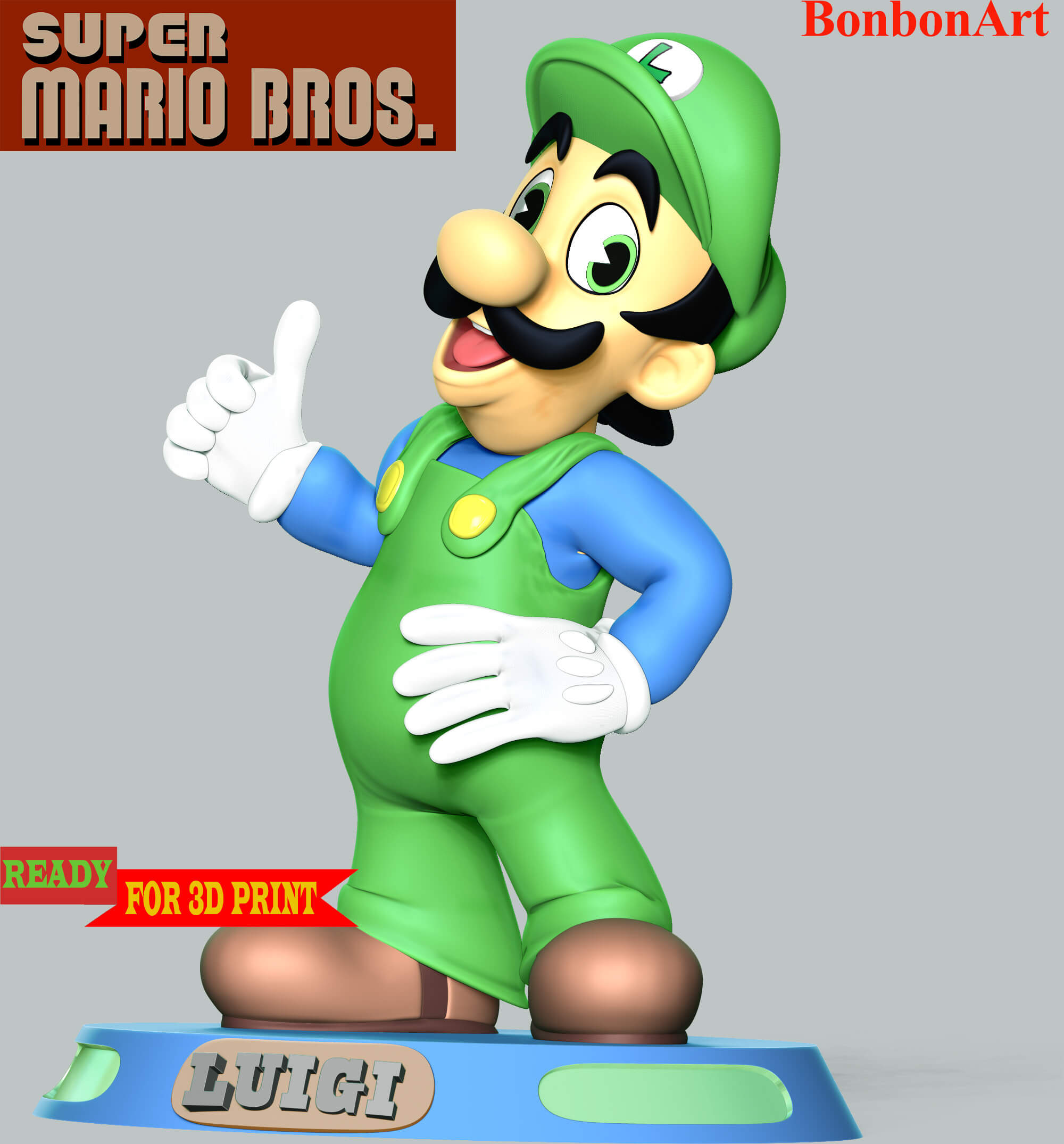 Luigi - Super Mario Bros 3D Model by Bon Bon Art