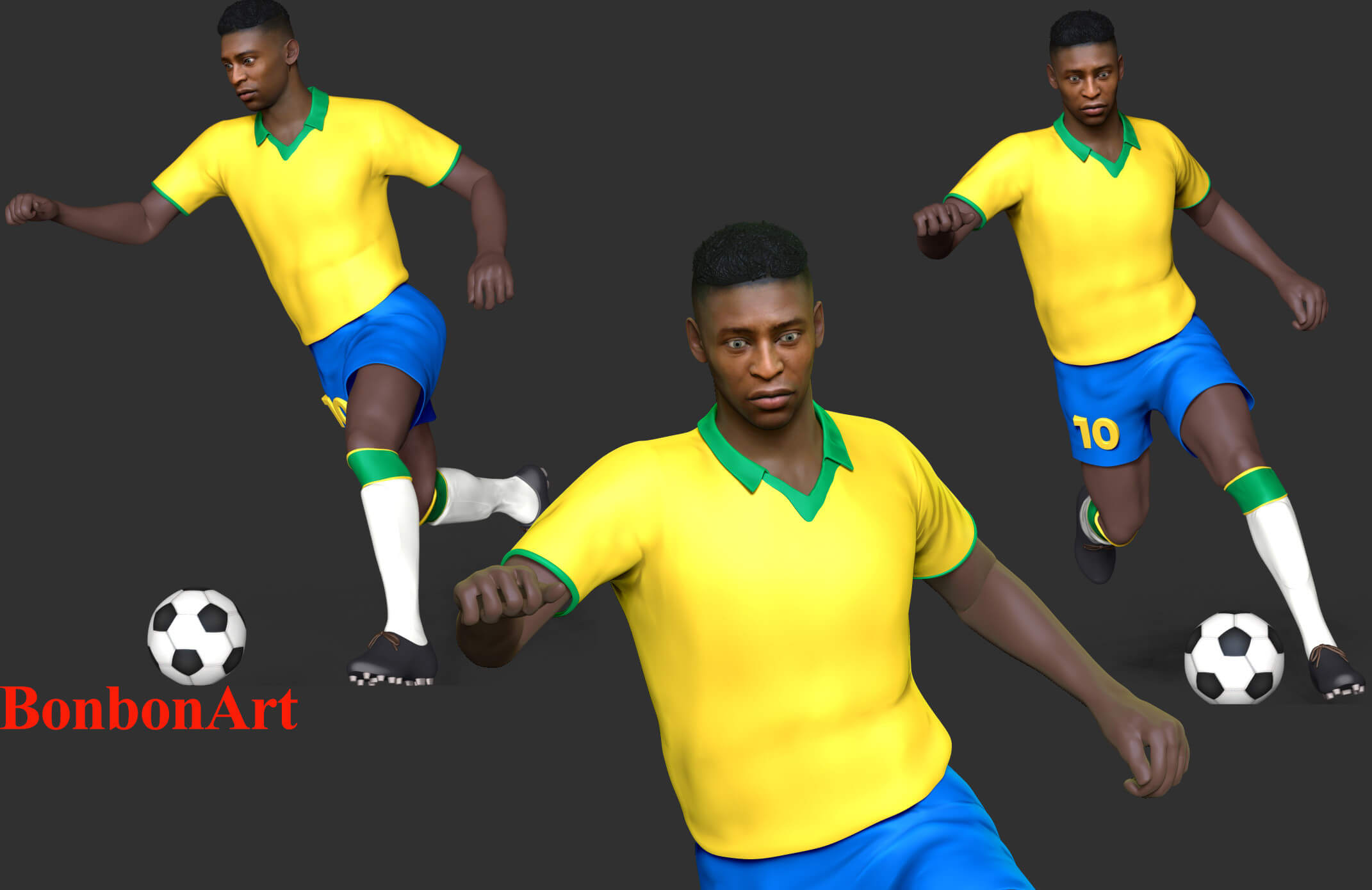 Pele - King of Football 3D Model by Bon Bon Art