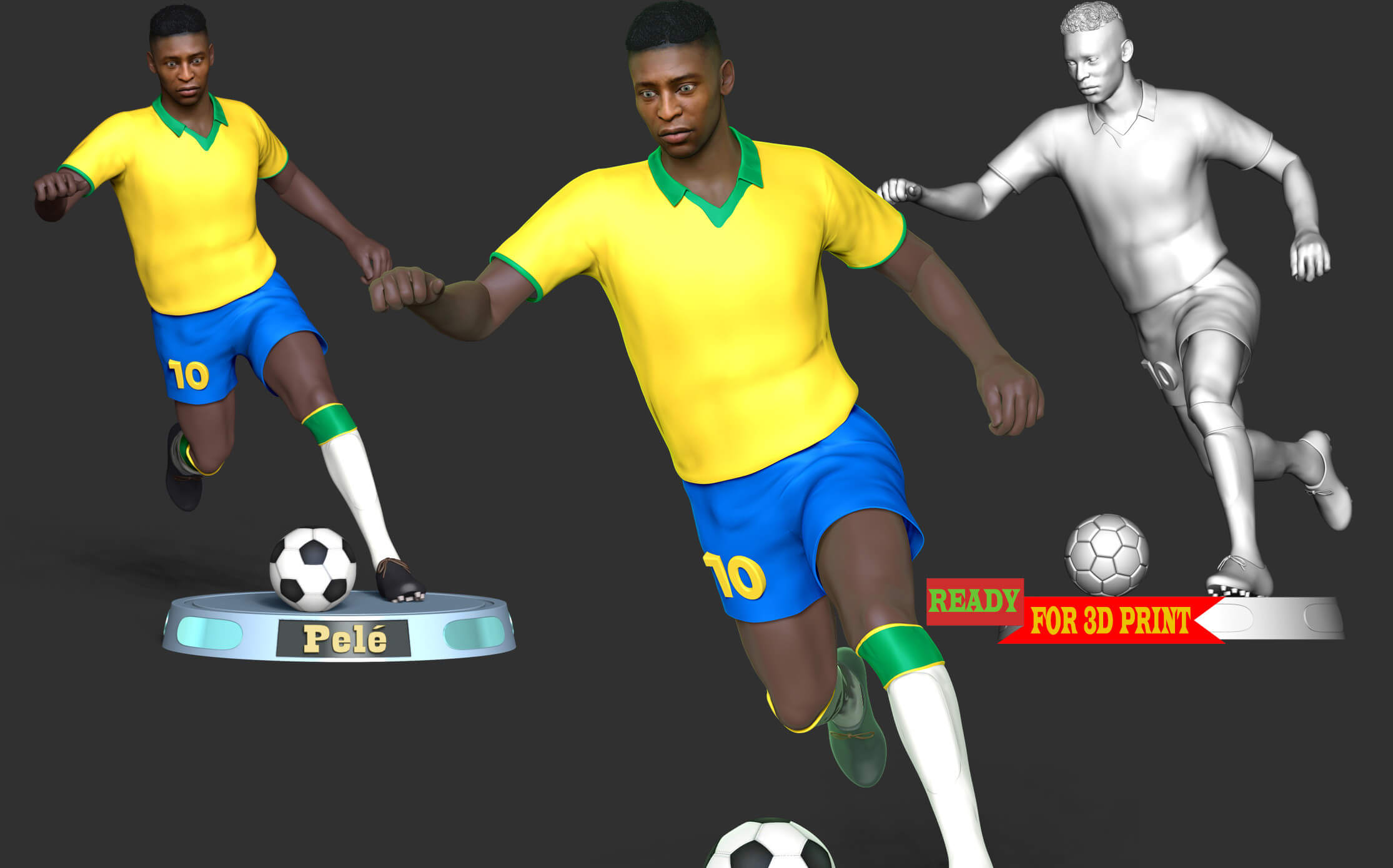Pele - King of Football 3D Model by Bon Bon Art
