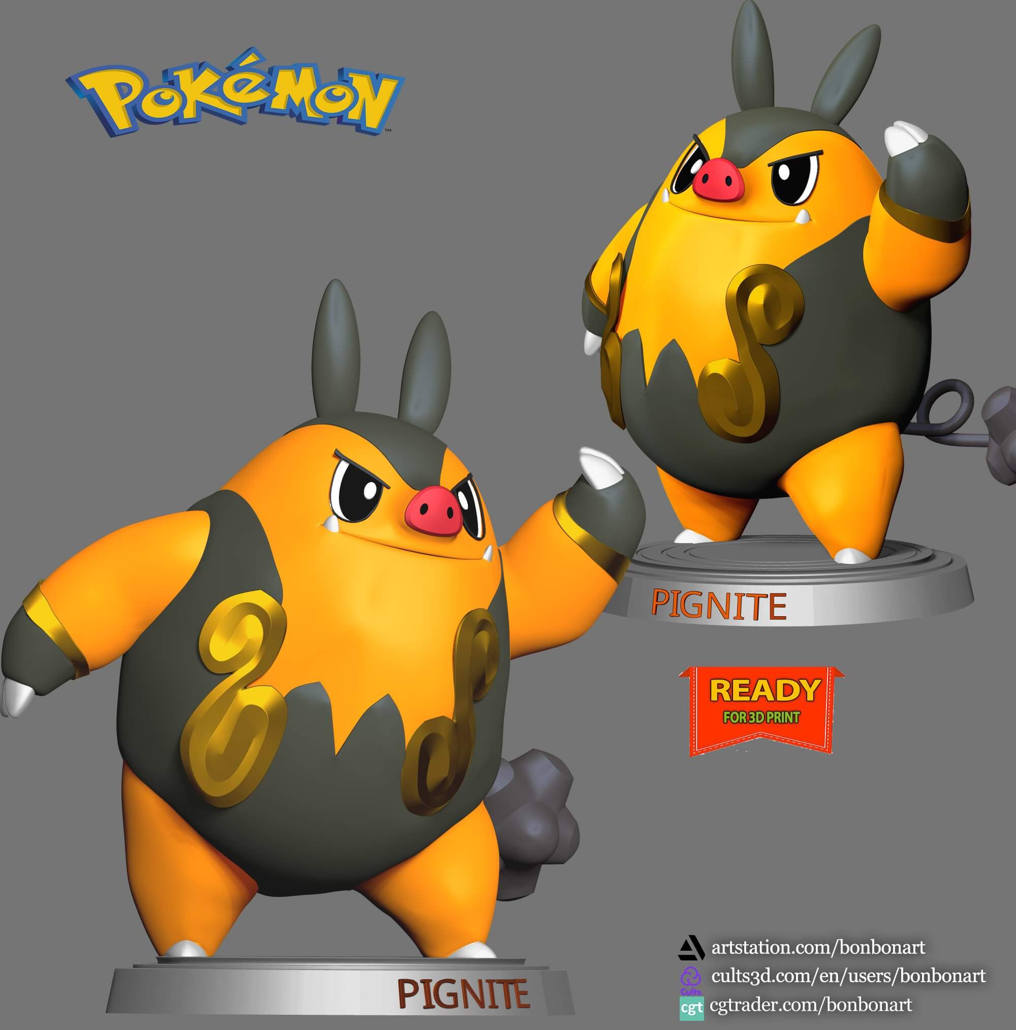 Pignite - Pokemon Go 3D Model by Bon Bon Art