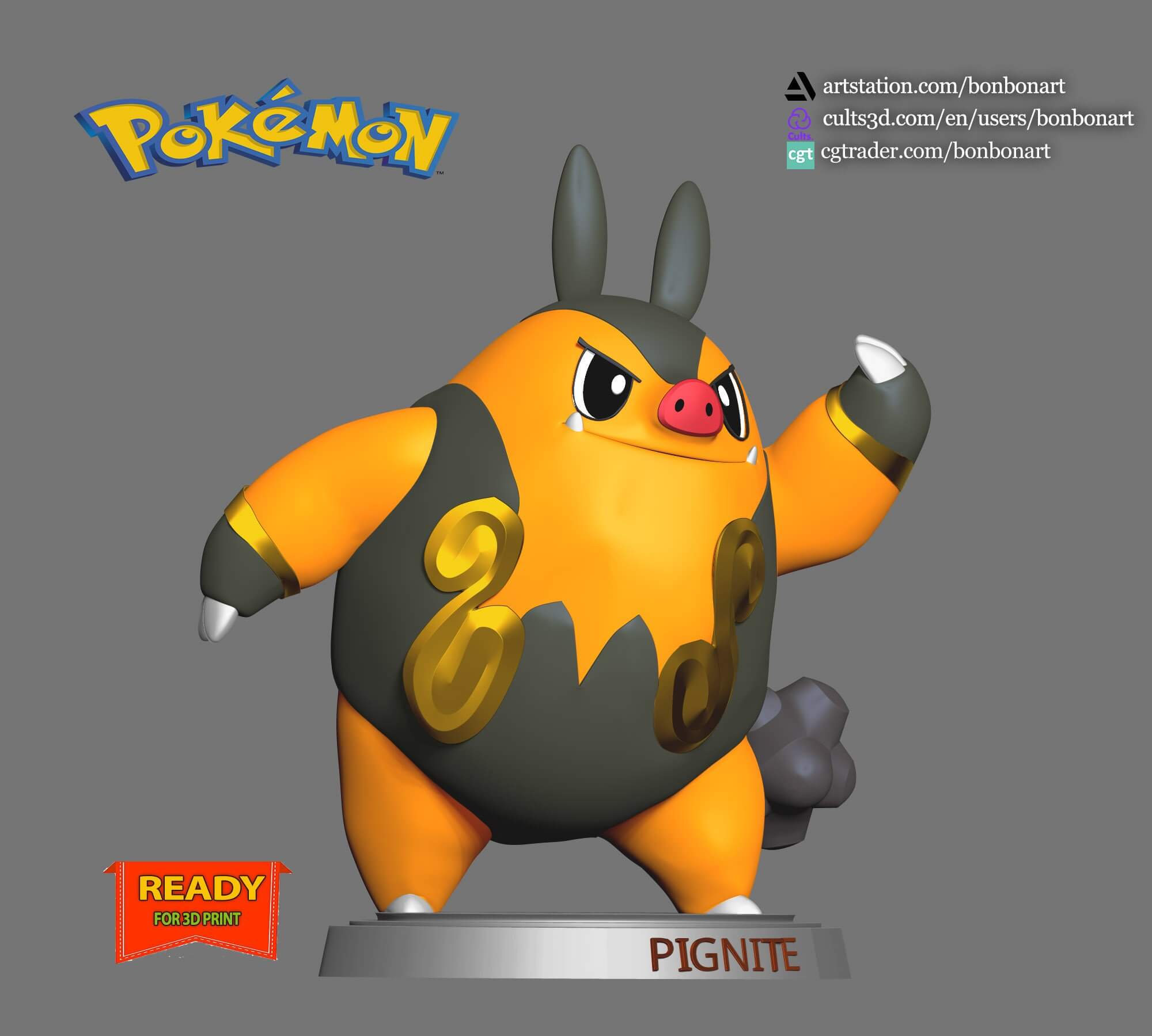 Pignite - Pokemon Go 3D Model by Bon Bon Art