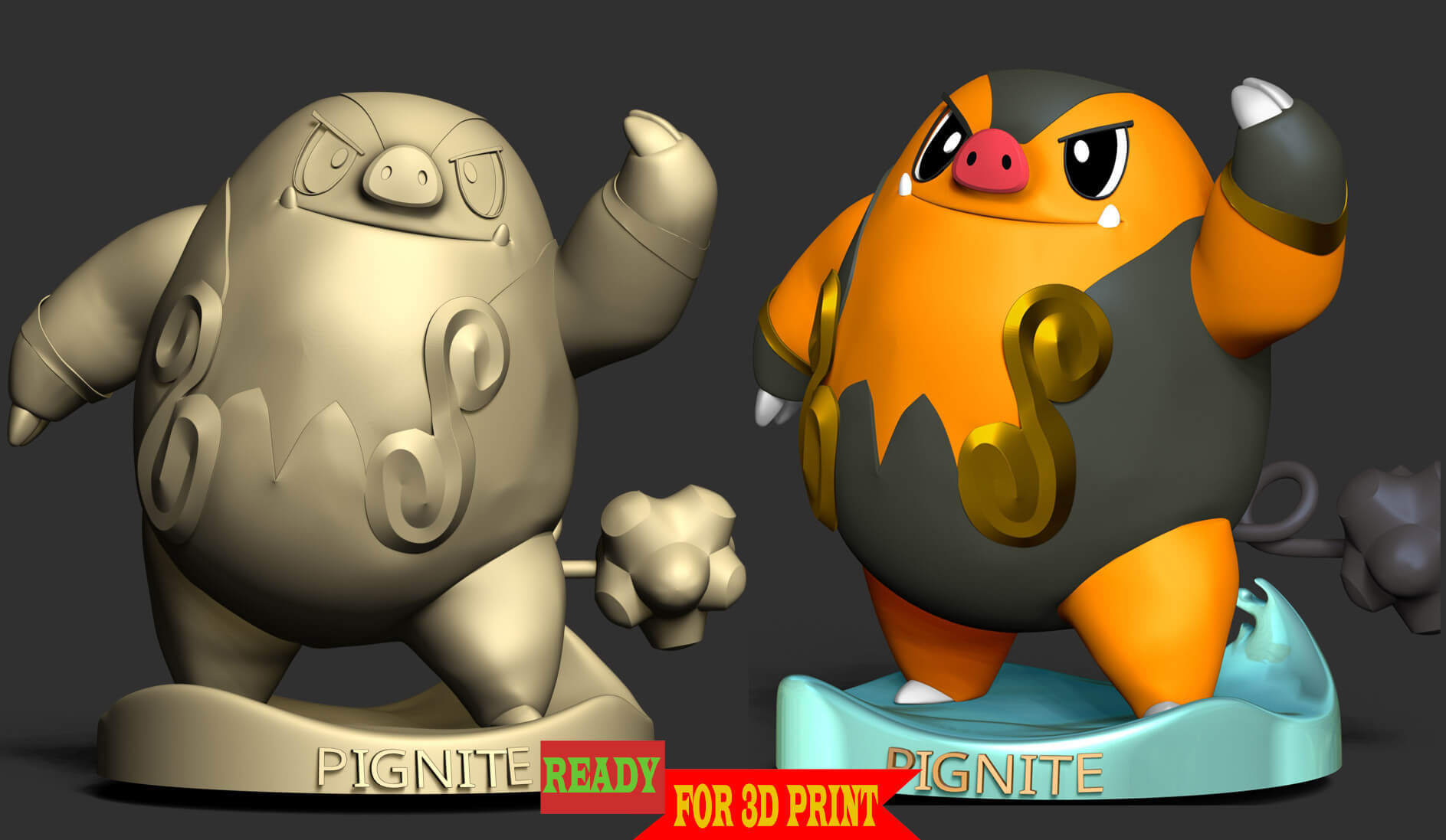 Pignite Pokemon - Pen/pencil Holder 3D Model by Bon Bon Art