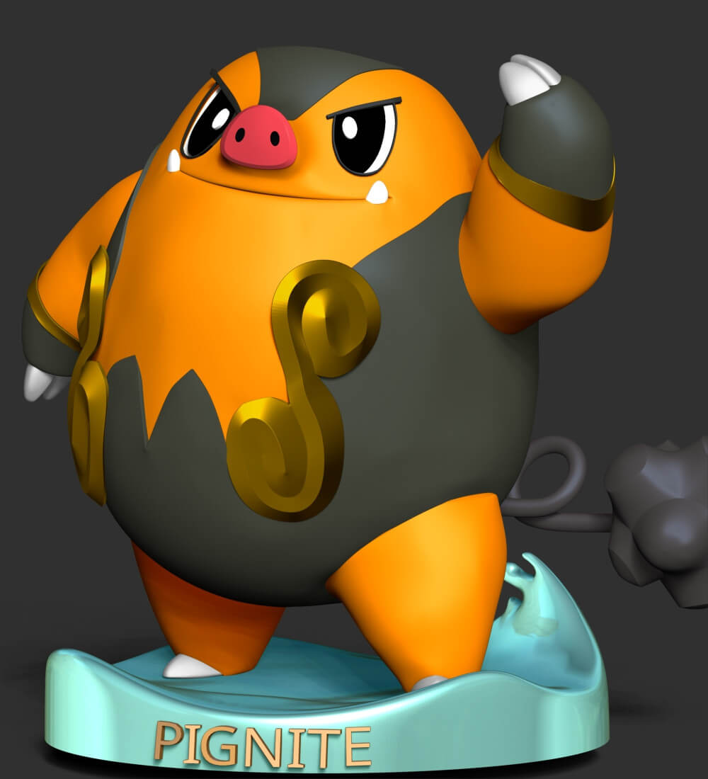 Pignite Pokemon - Pen/pencil Holder 3D Model by Bon Bon Art