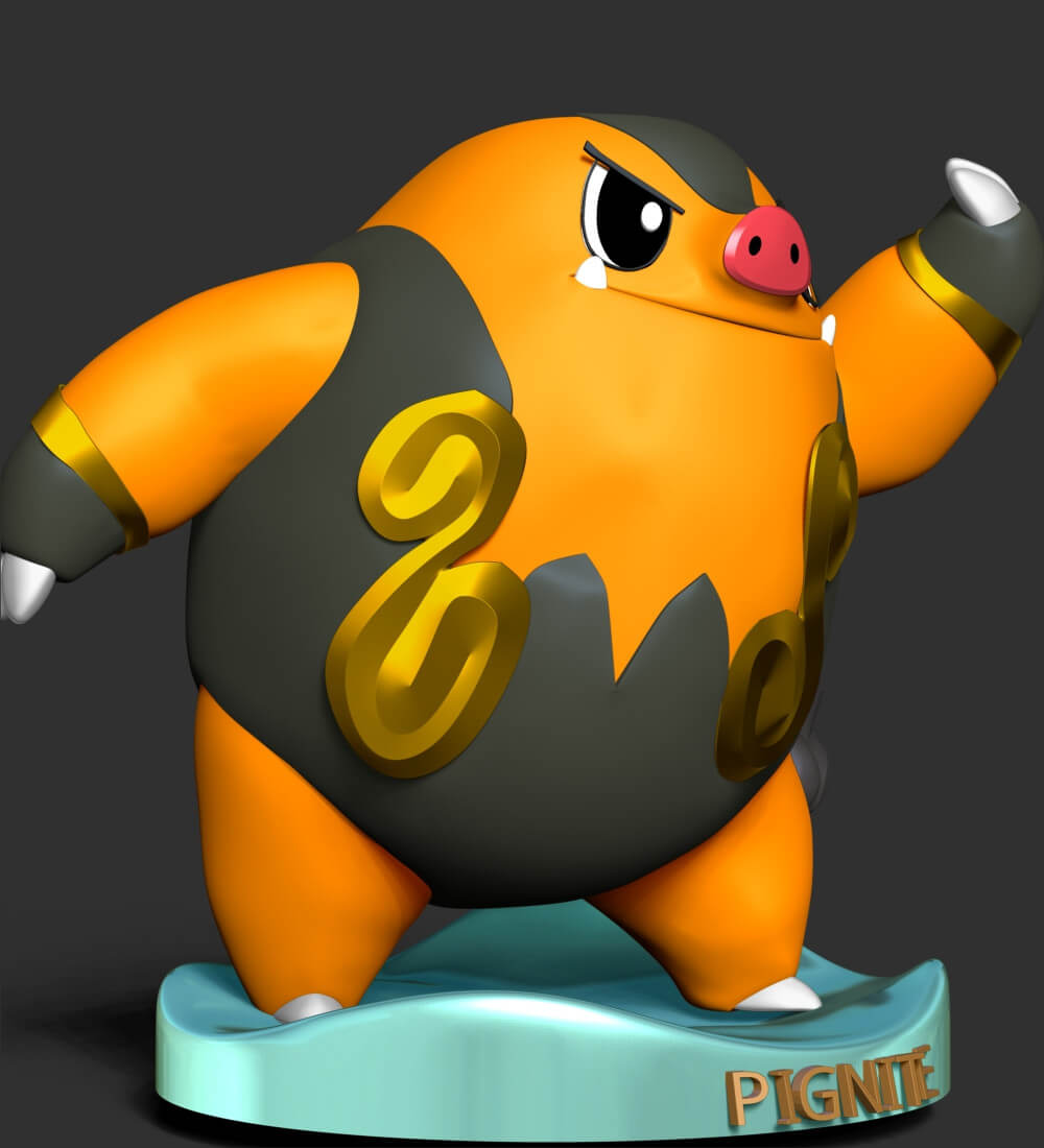 Pignite Pokemon - Pen/pencil Holder 3D Model by Bon Bon Art