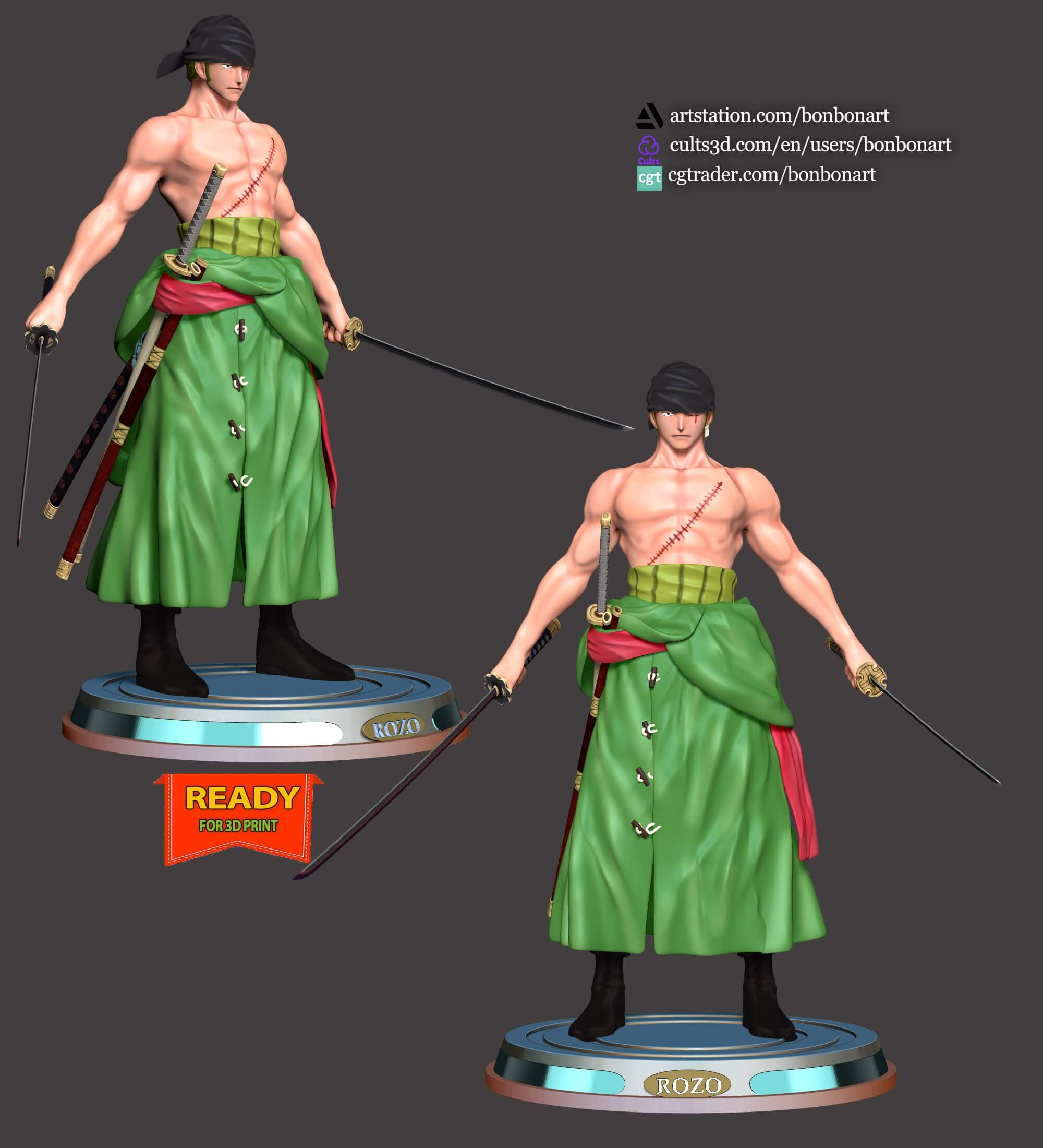Roronoa Zoro - One Piece 3D Model by Bon Bon Art