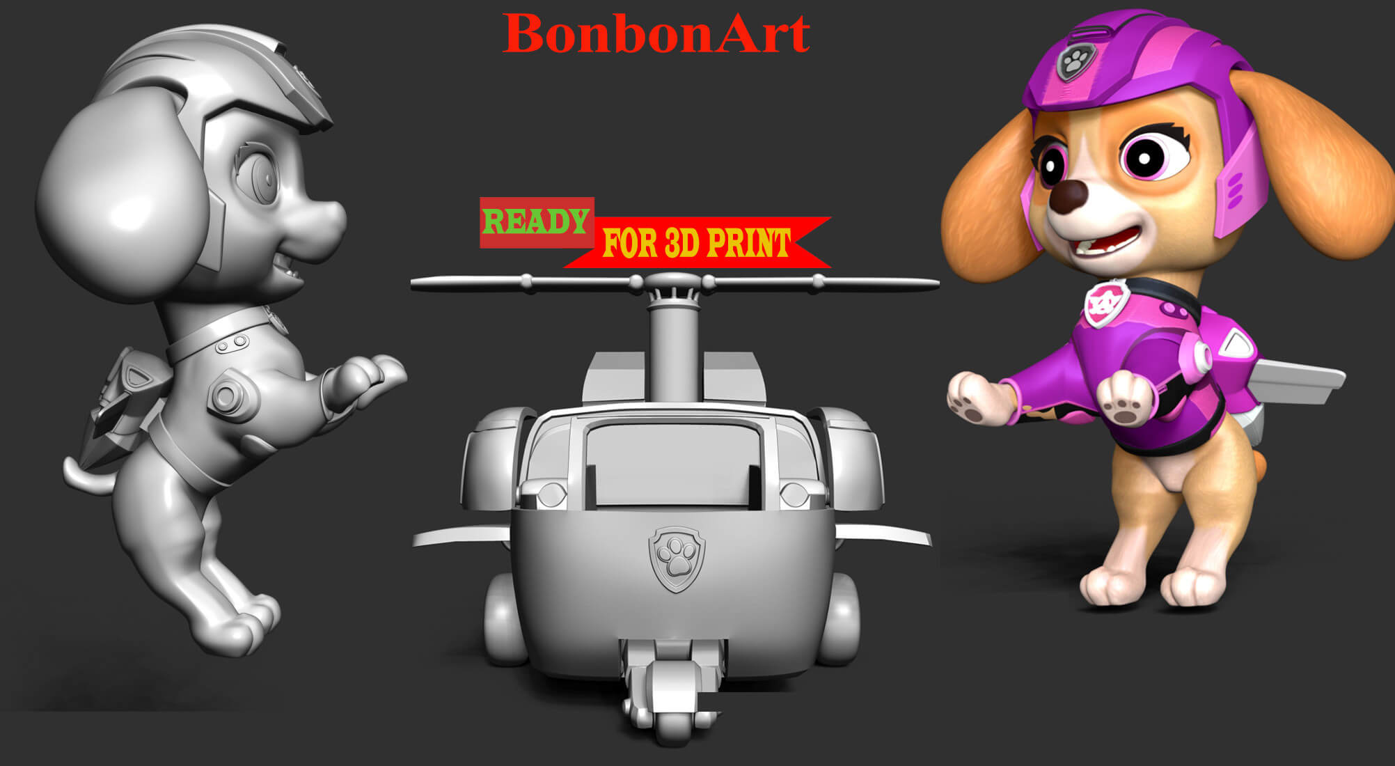 Skye Helicopter - Paw Patrol 3D Model by Bon Bon Art
