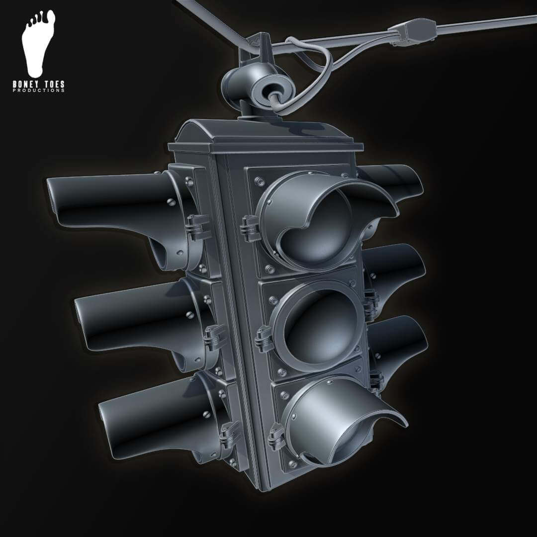 Four-Way Hanging Traffic Signal 3D Model by boneytoes