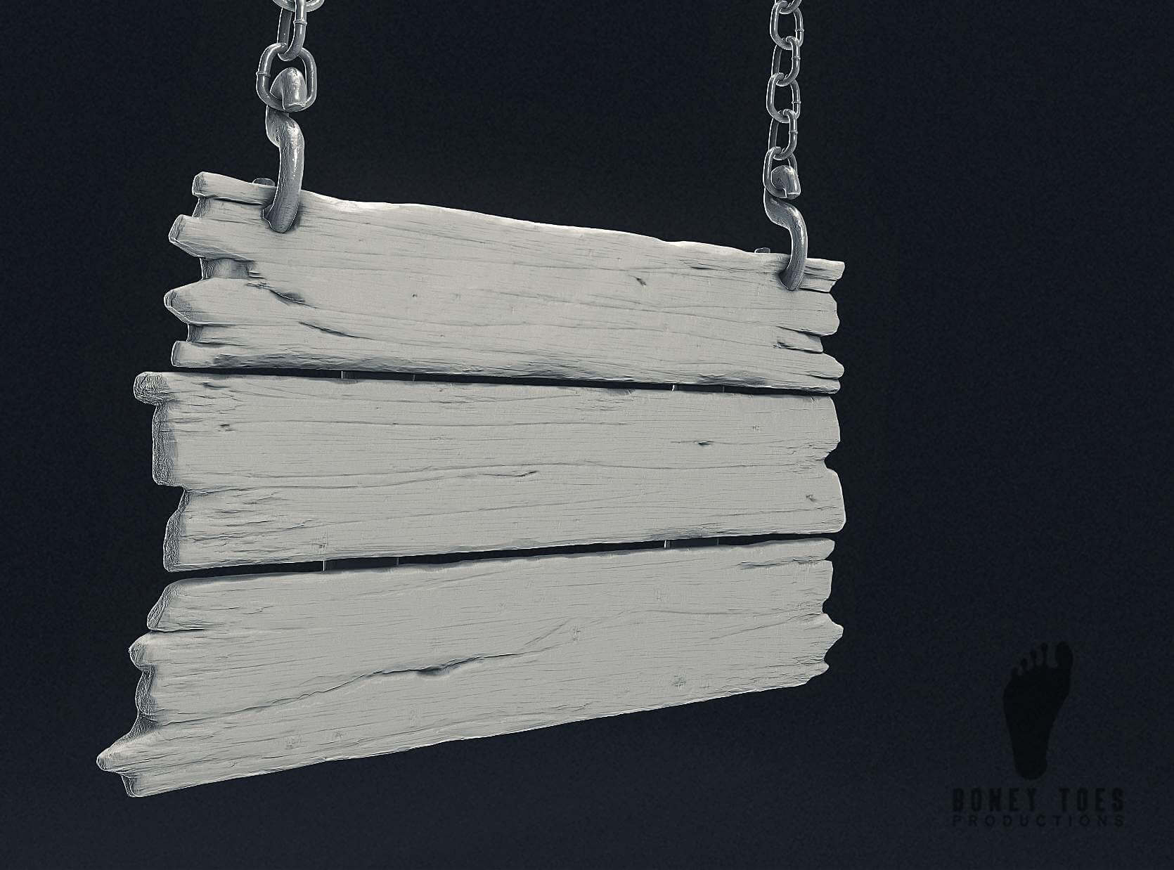 Hanging Wooden Sign - 3D Model by boneytoes