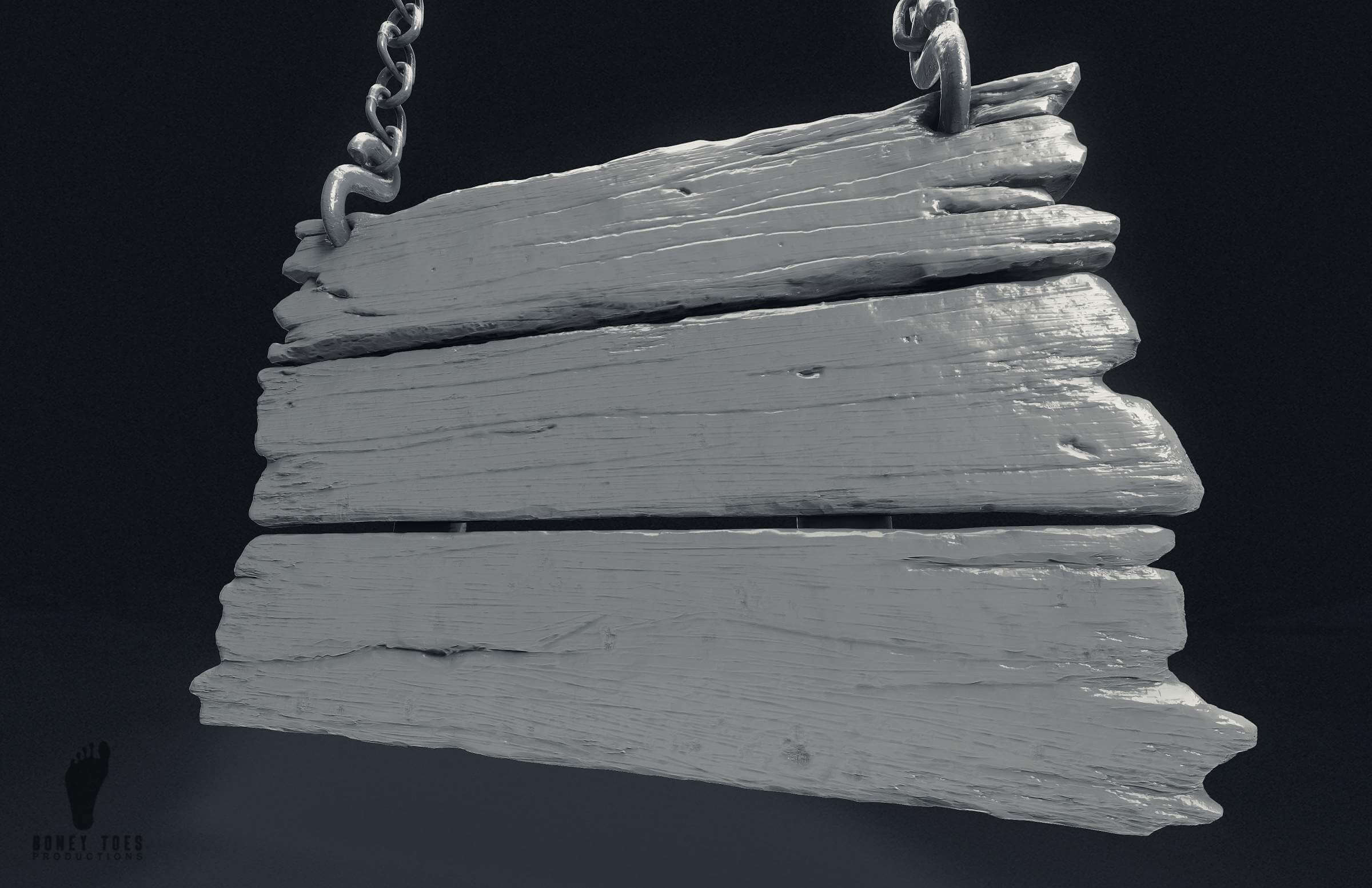 Hanging Wooden Sign - 3D Model by boneytoes