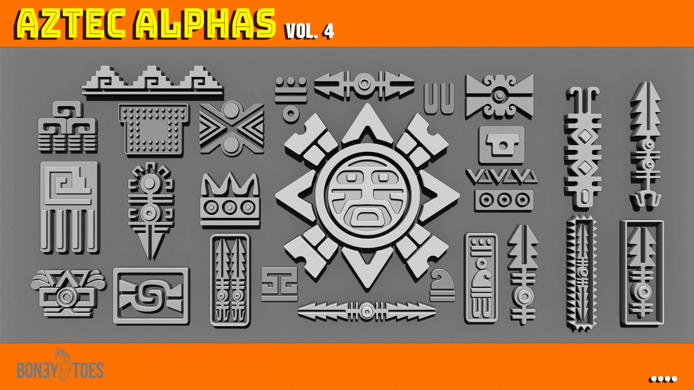 Aztec Alpha Brushes: Volume 4 - 3D Texture by boneytoes