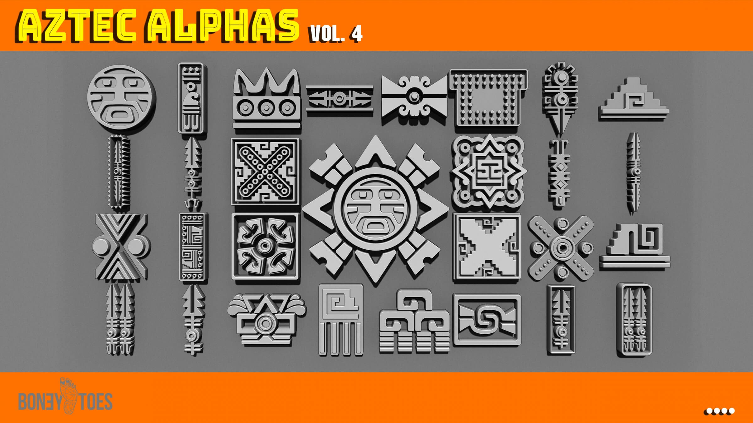 Aztec Alpha Brushes: Volume 4 - 3D Texture by boneytoes