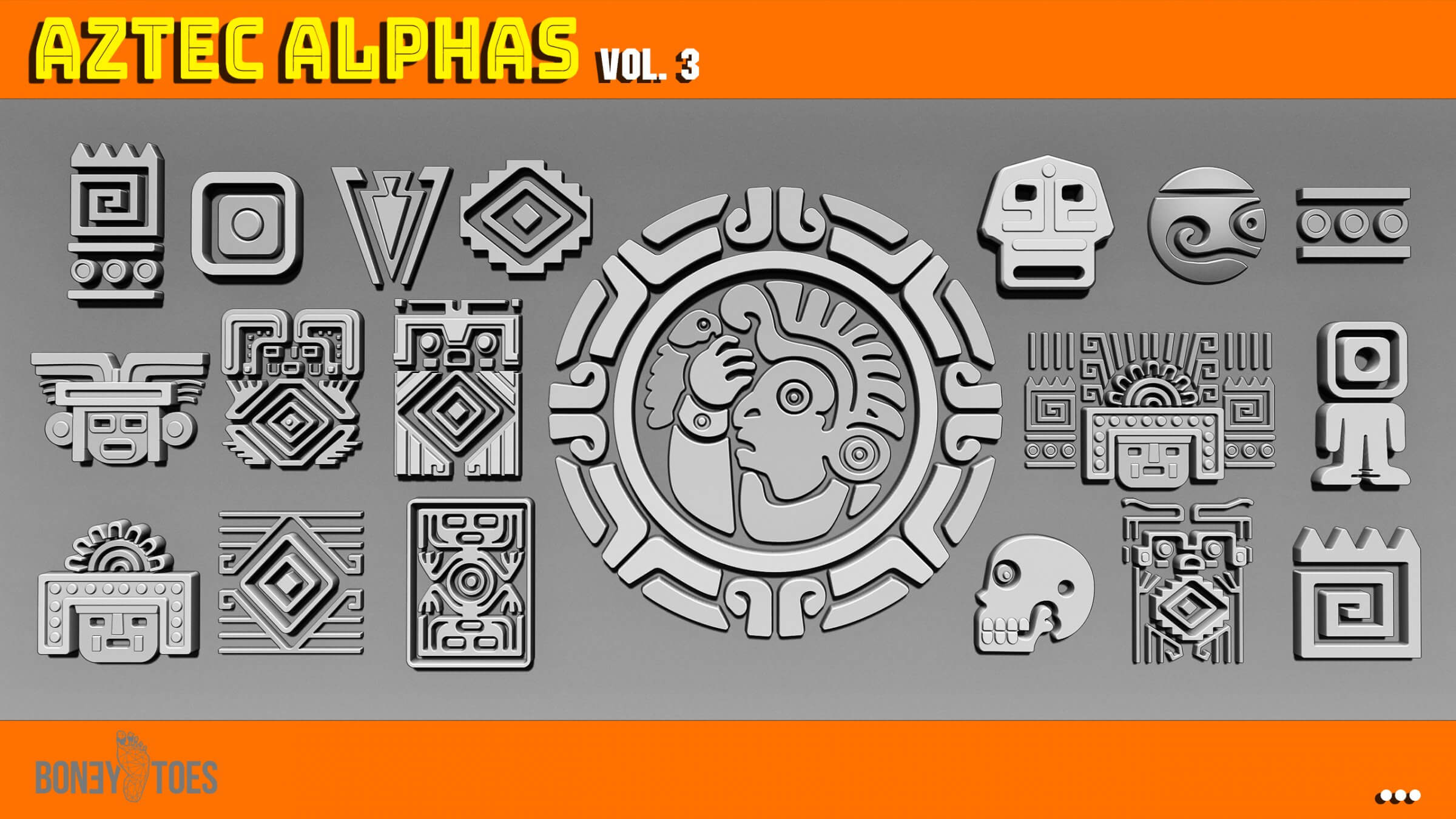 Aztec Alpha Brushes: Volume 3 - 3D Texture by boneytoes