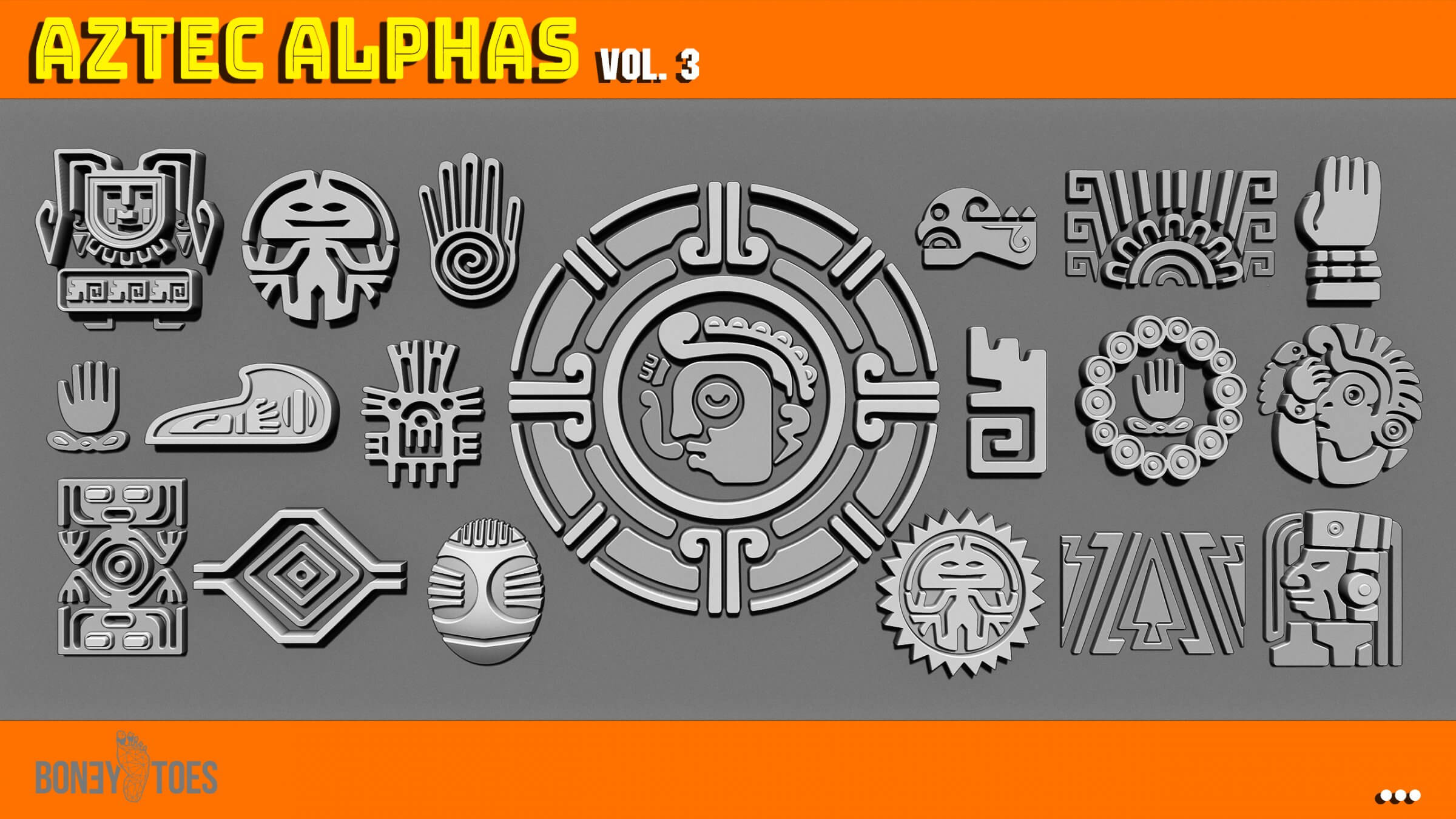 Aztec Alpha Brushes: Volume 3 - 3D Texture by boneytoes