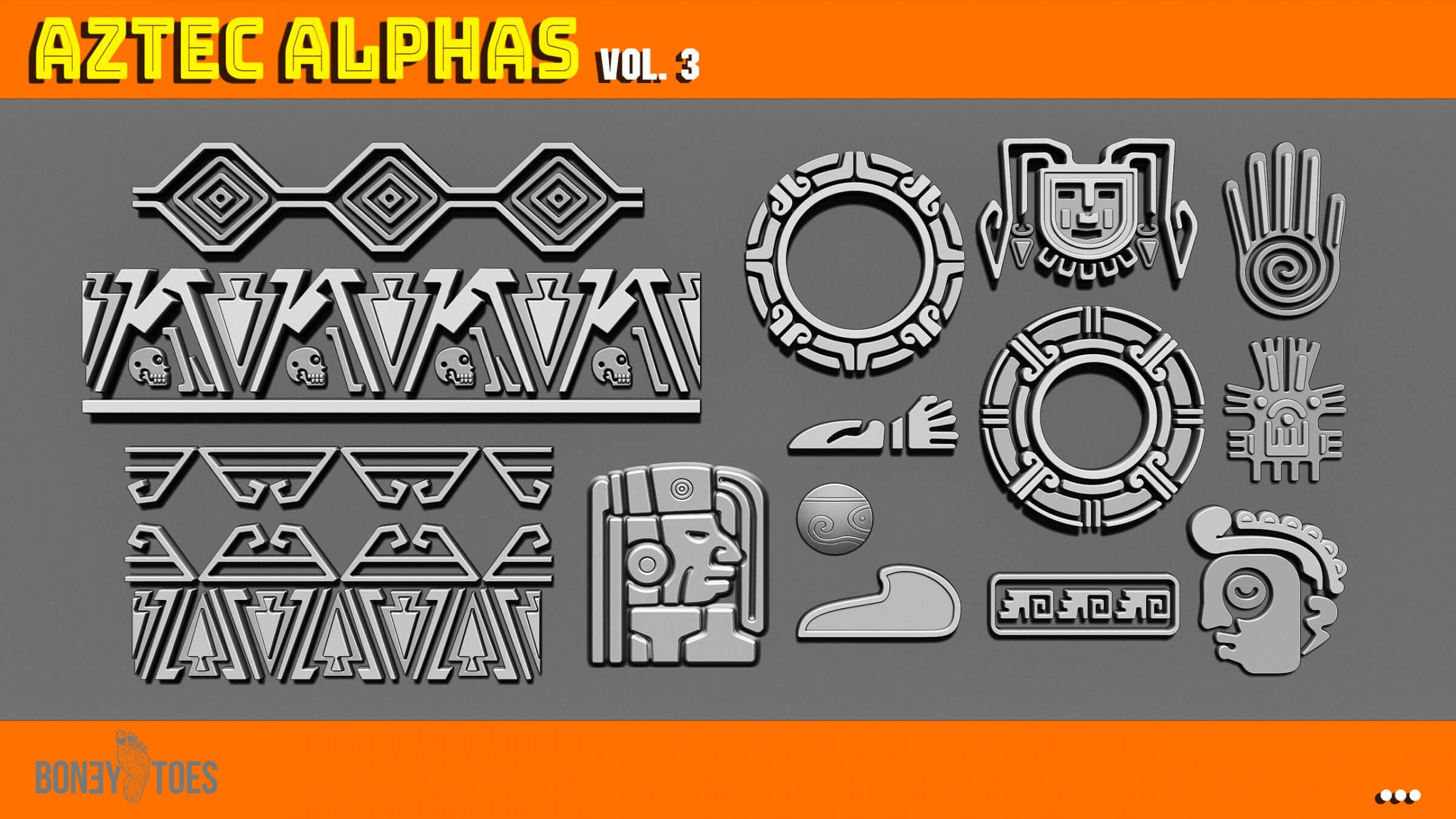 Aztec Alpha Brushes: Volume 3 - 3D Texture by boneytoes