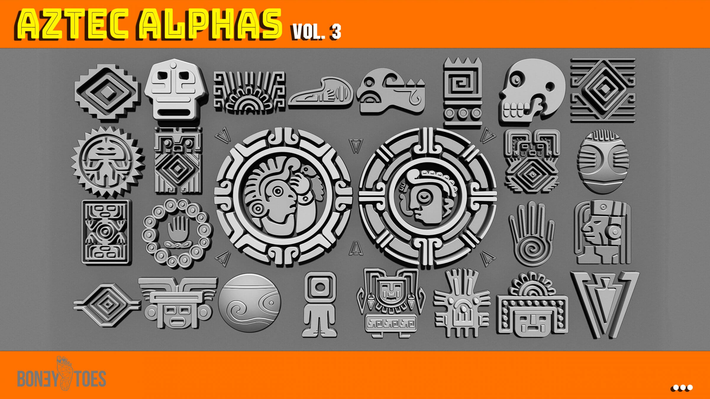 Aztec Alpha Brushes: Volume 3 - 3D Texture by boneytoes