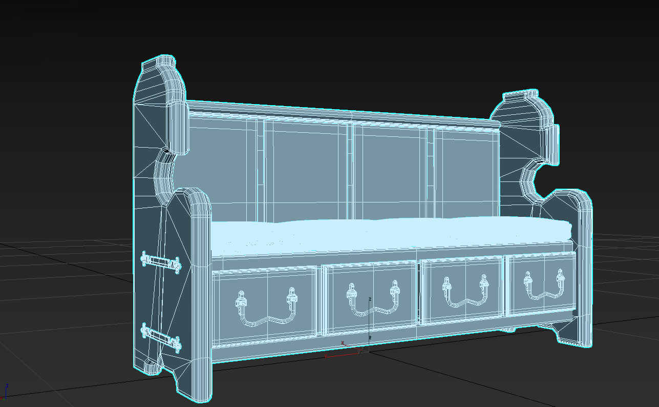Church Bench with Cushions - 3D Model by boneytoes
