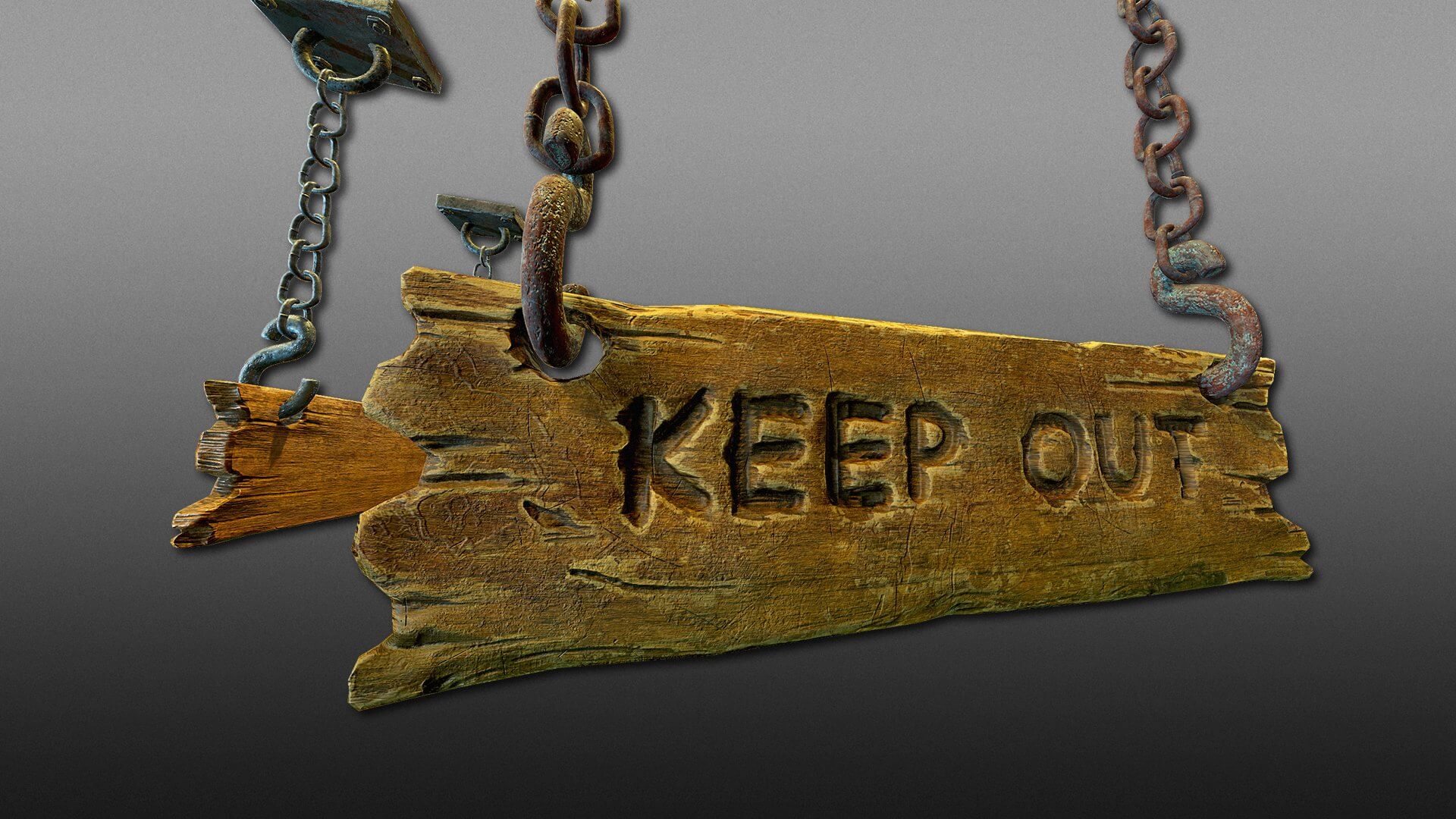 Wooden Keep Out Sign