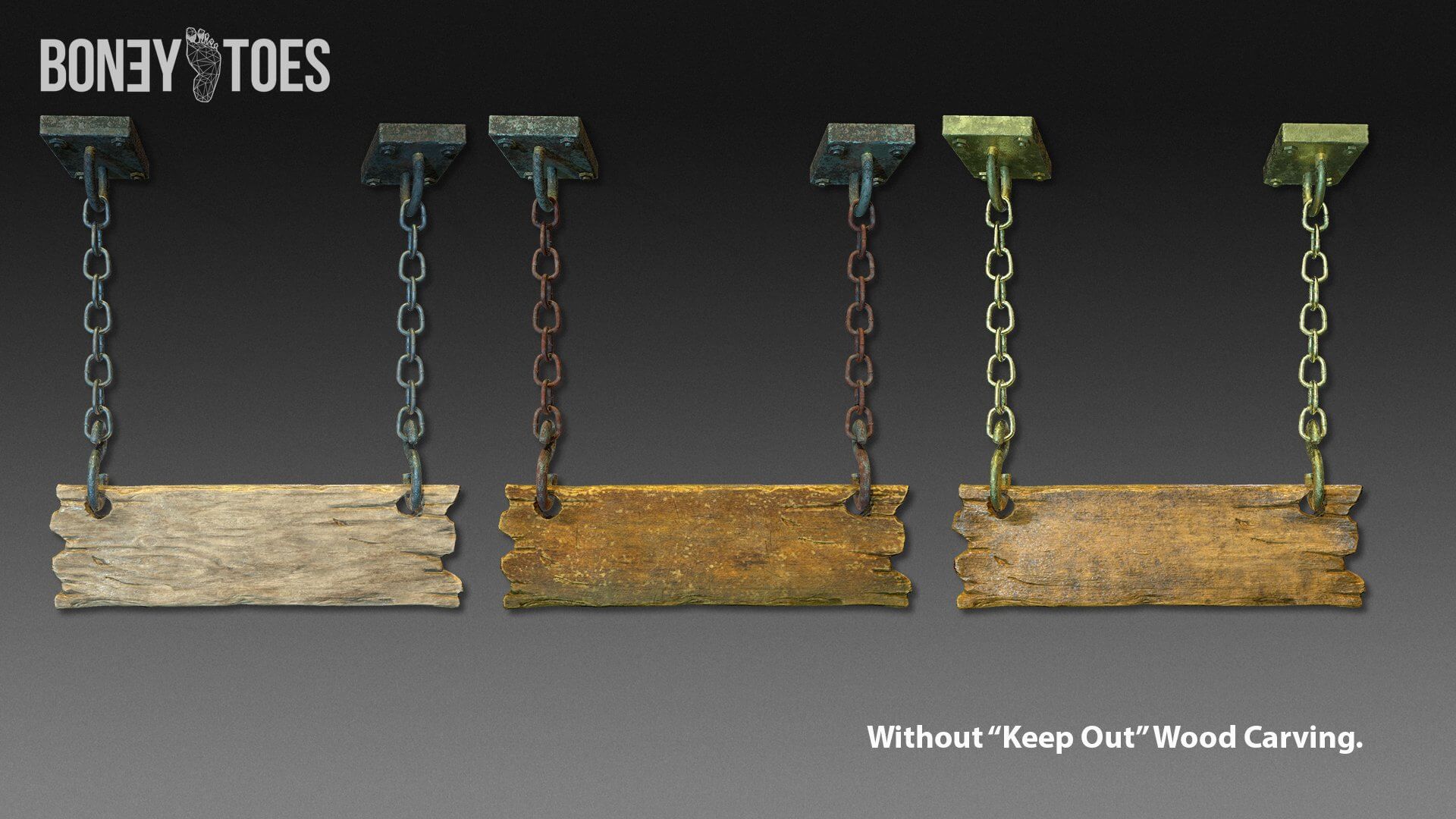 Keep Out Hanging Signs - Game Ready 3D Model by boneytoes
