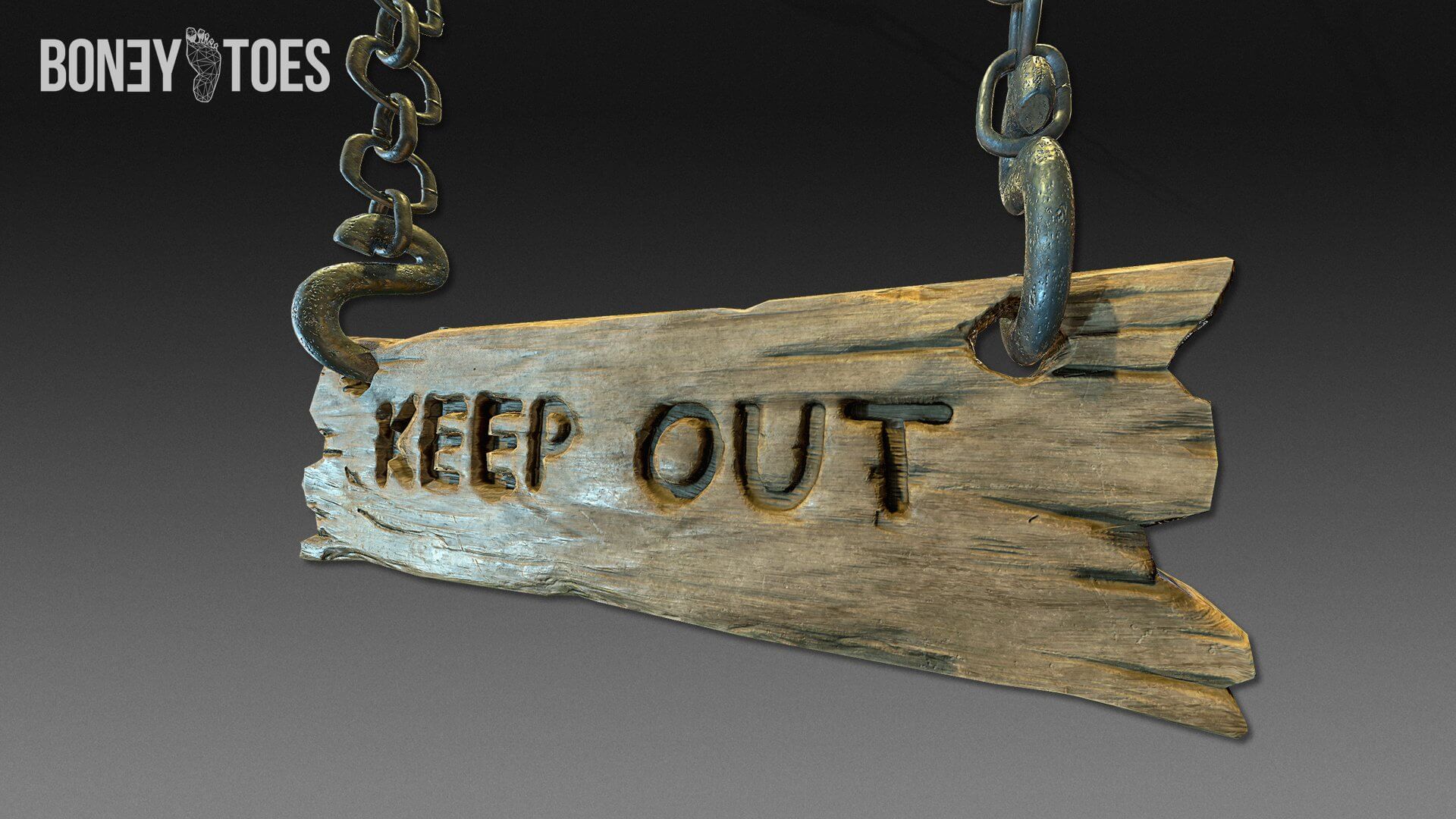 Keep Out Hanging Signs - Game Ready 3D Model by boneytoes