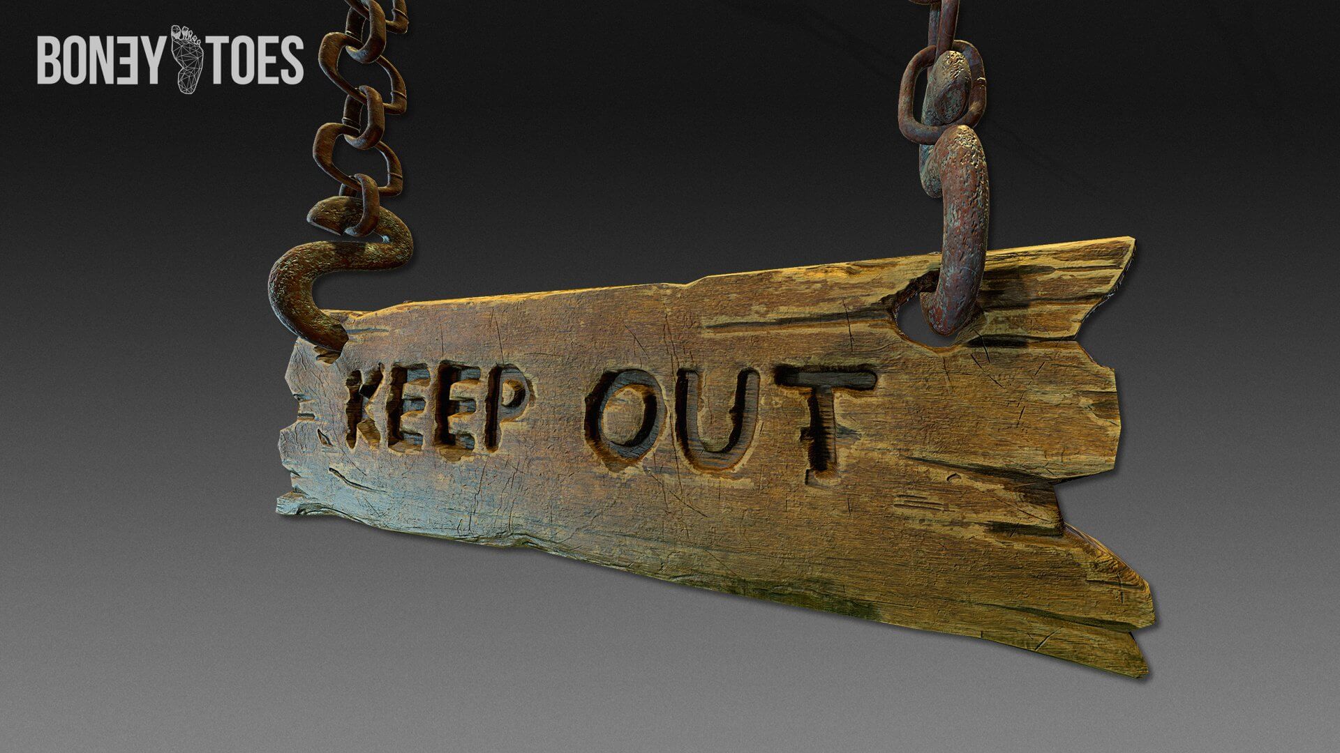 Keep Out Hanging Signs - Game Ready 3D Model by boneytoes