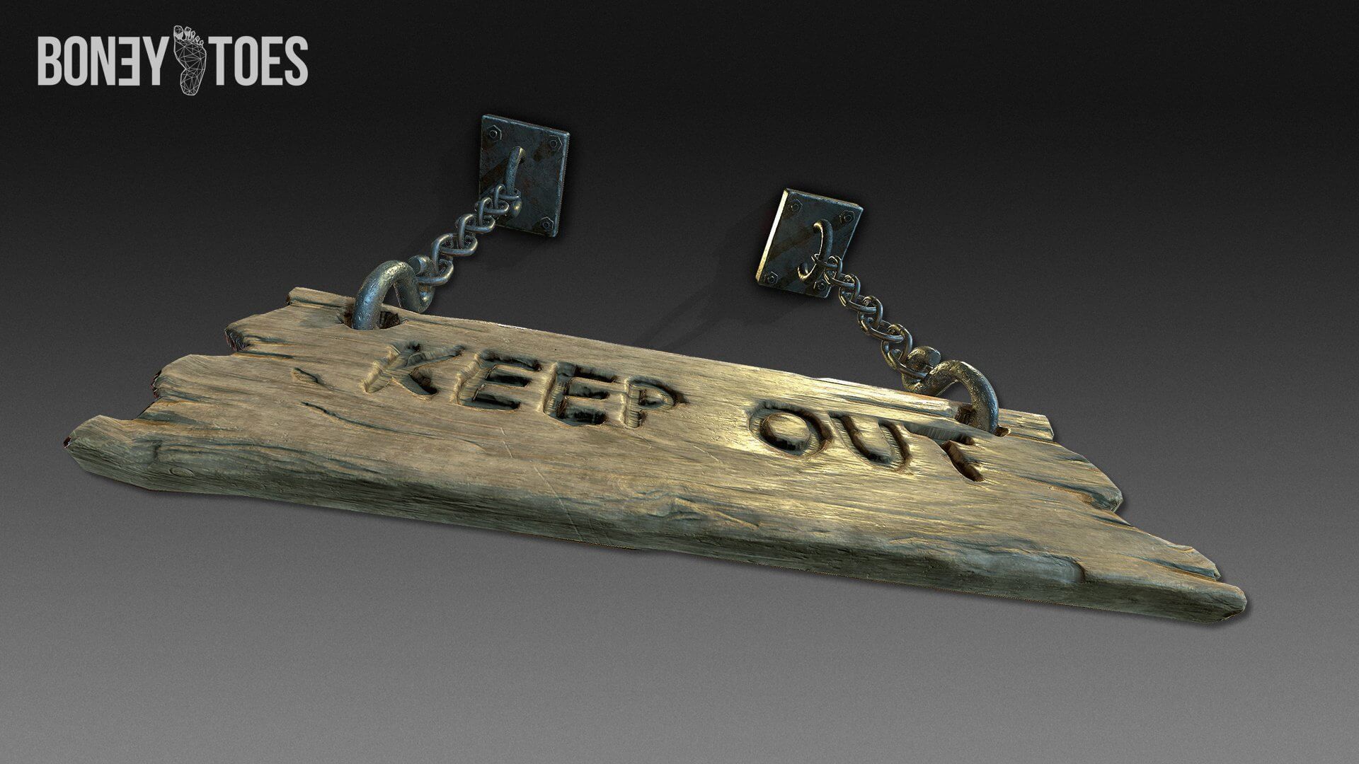Keep Out Hanging Signs - Game Ready 3D Model by boneytoes