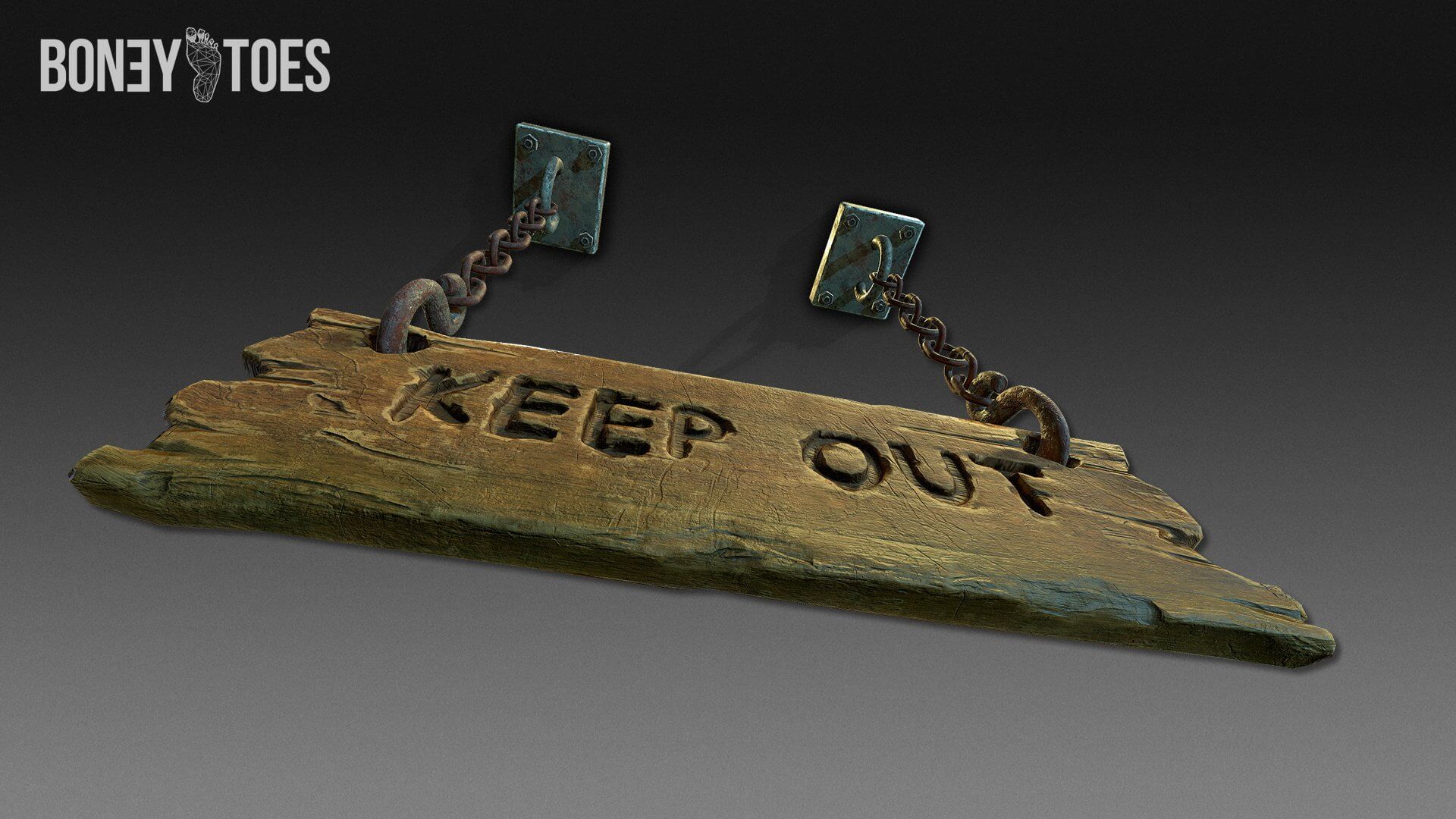 Keep Out Hanging Signs - Game Ready 3D Model by boneytoes