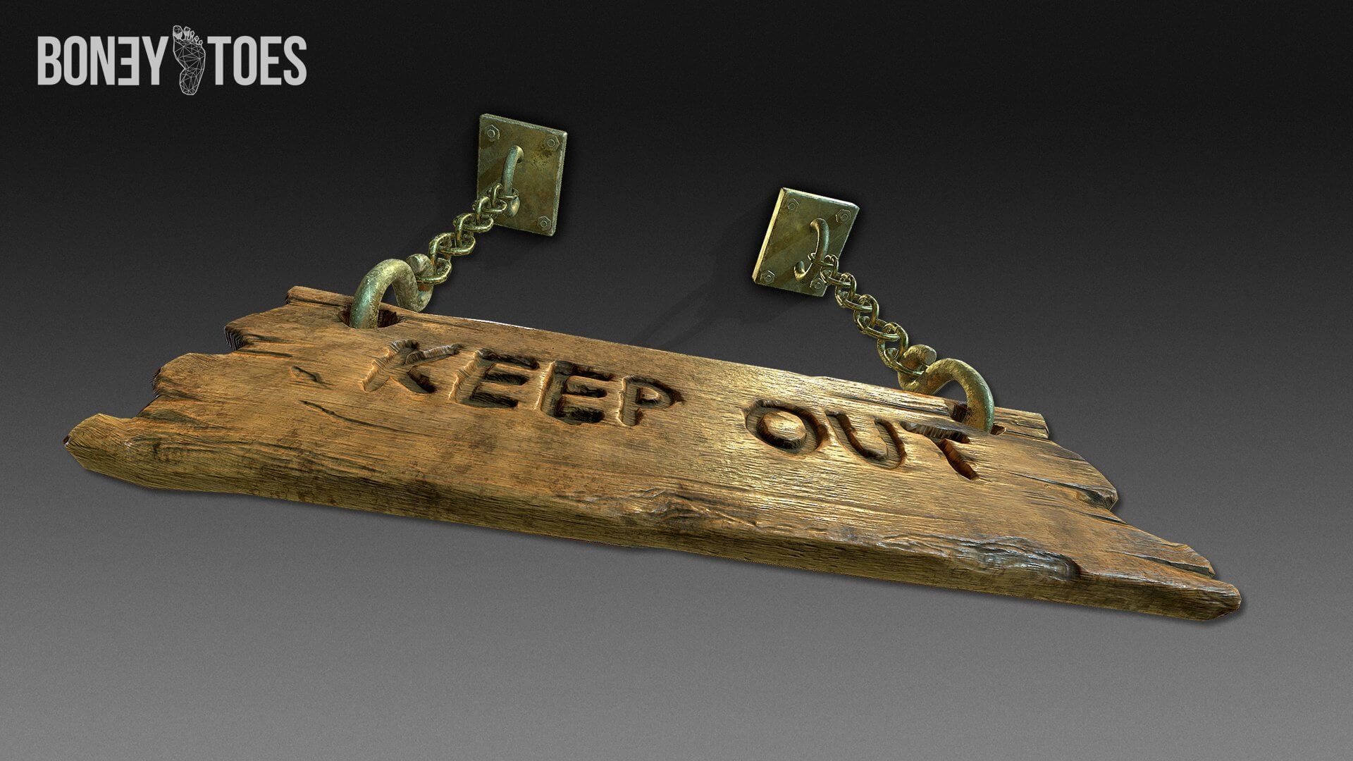 Keep Out Hanging Signs - Game Ready 3D Model by boneytoes