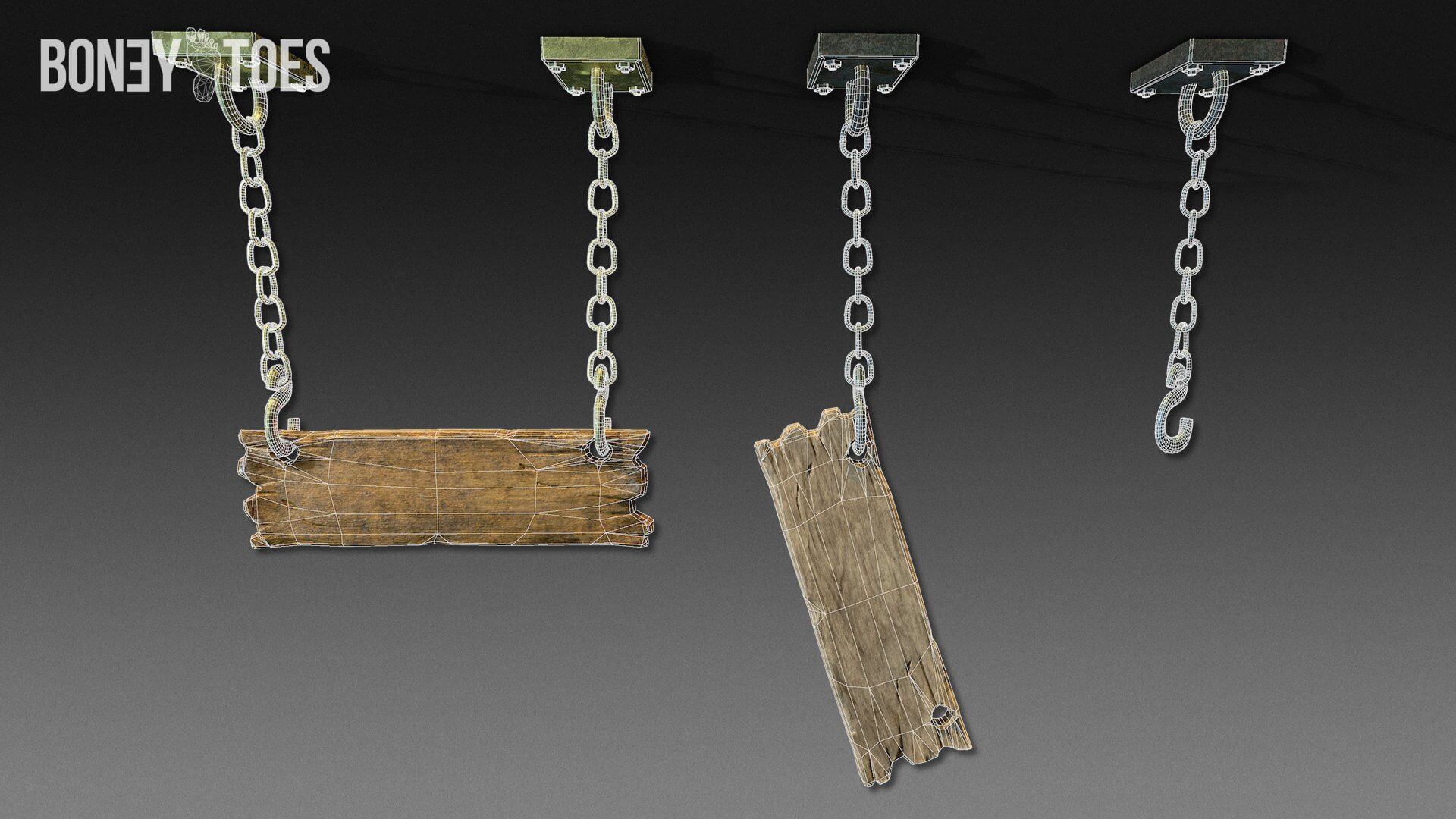 Keep Out Hanging Signs - Game Ready 3D Model by boneytoes