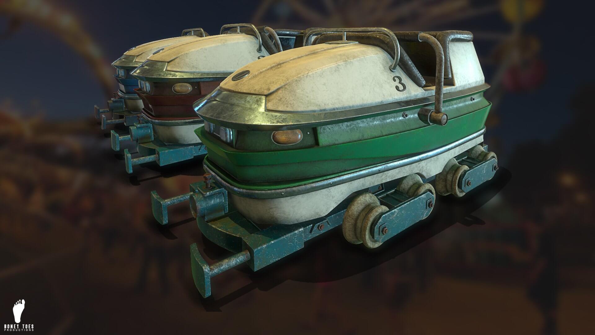 Roller Coaster Cart - Game Ready 3D Model by boneytoes