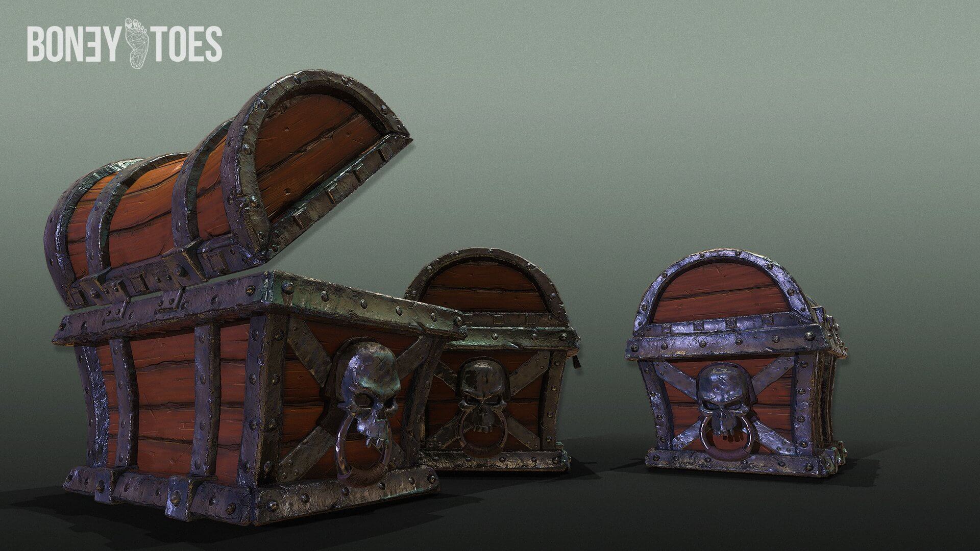 Skeleton Treasure Chest - 3D Model by boneytoes