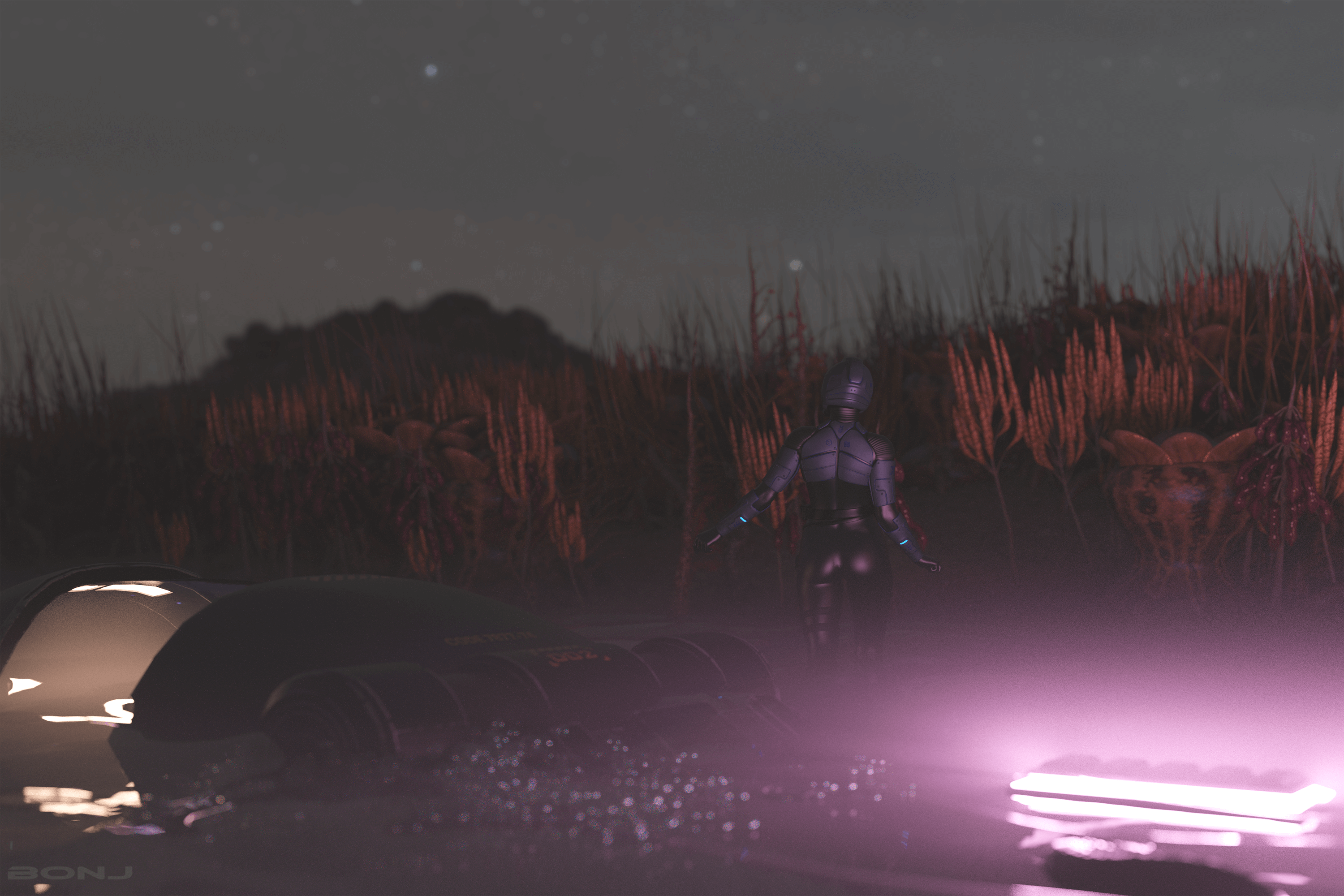 Alien Swamp 3D Render, Digital Art by bonj