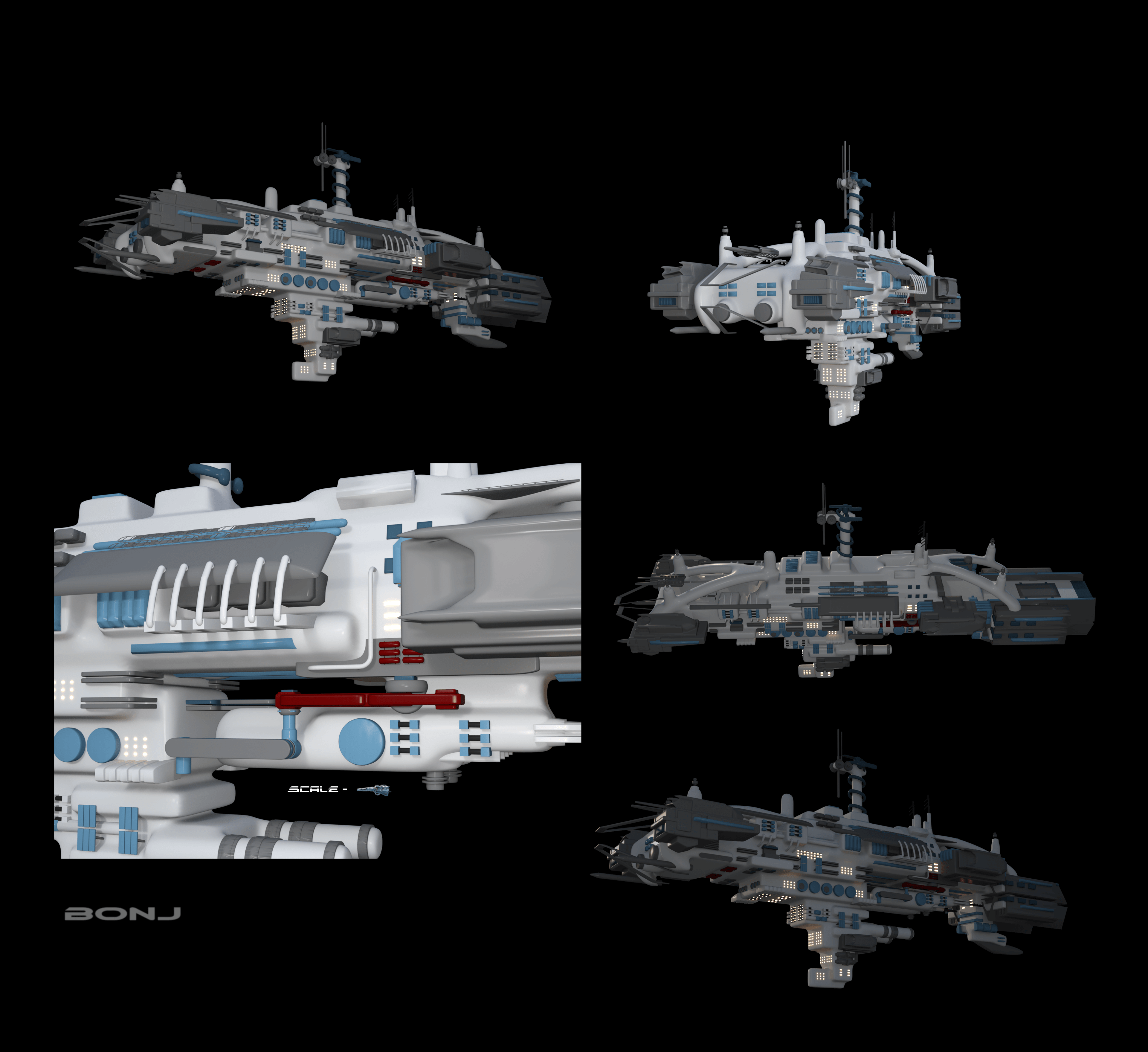 Main ship - block out concept wip 3D Render, Digital Art by bonj