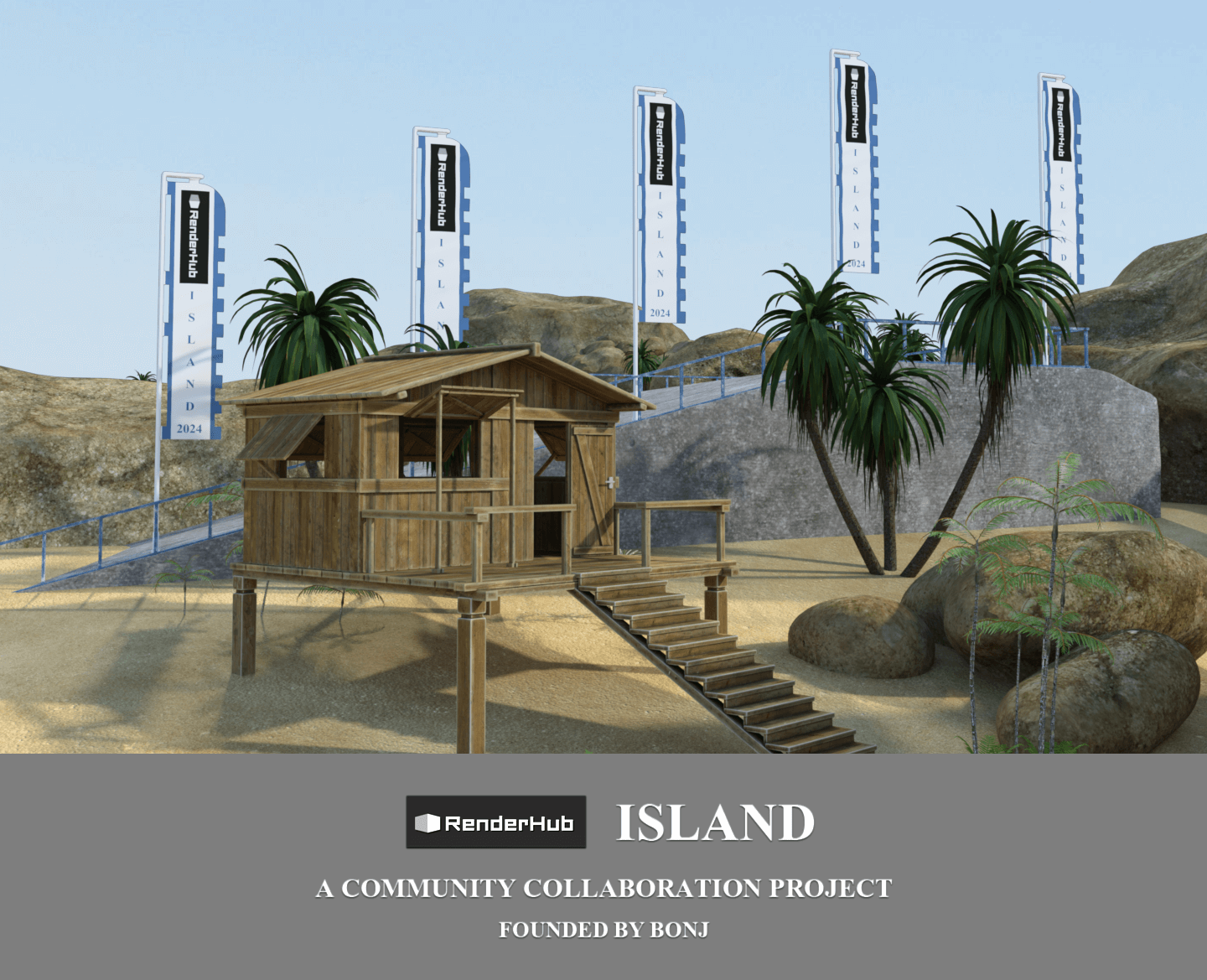 RenderHub Island 01 Free 3D Render, Digital Art by bonj