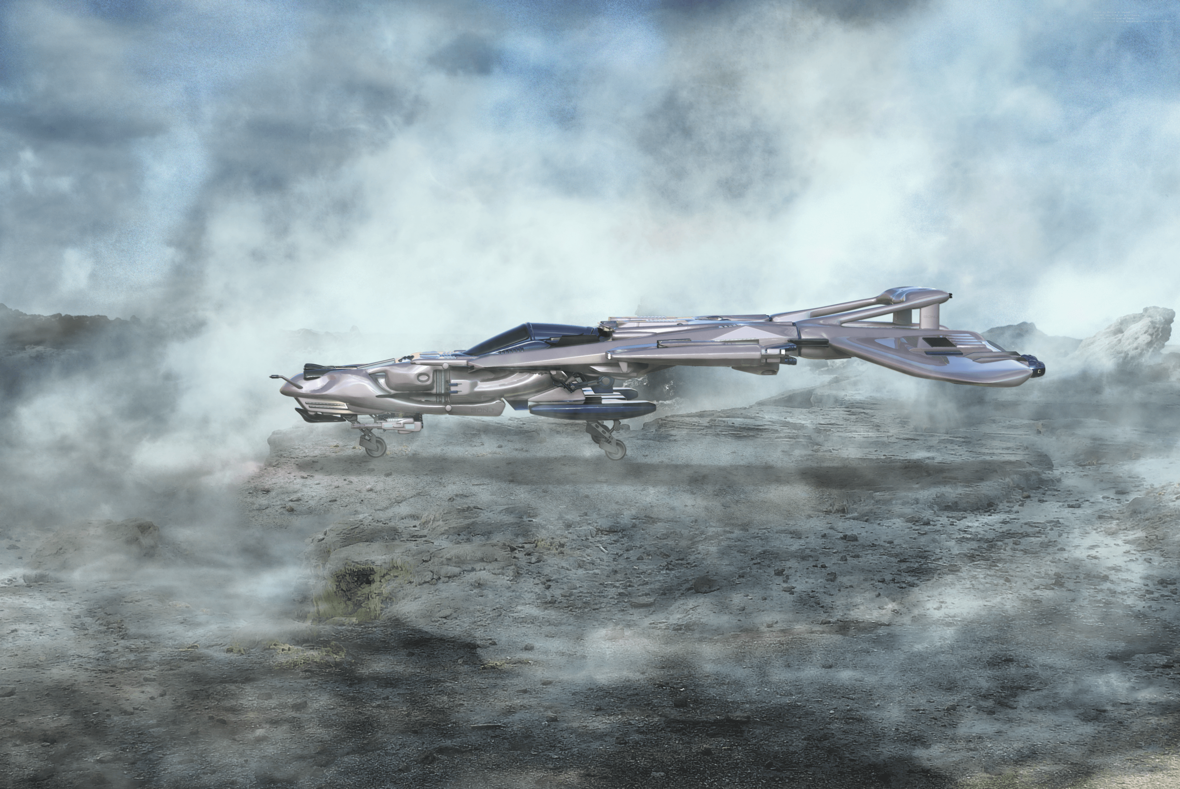 Scout ship 3D Render, Digital Art by bonj