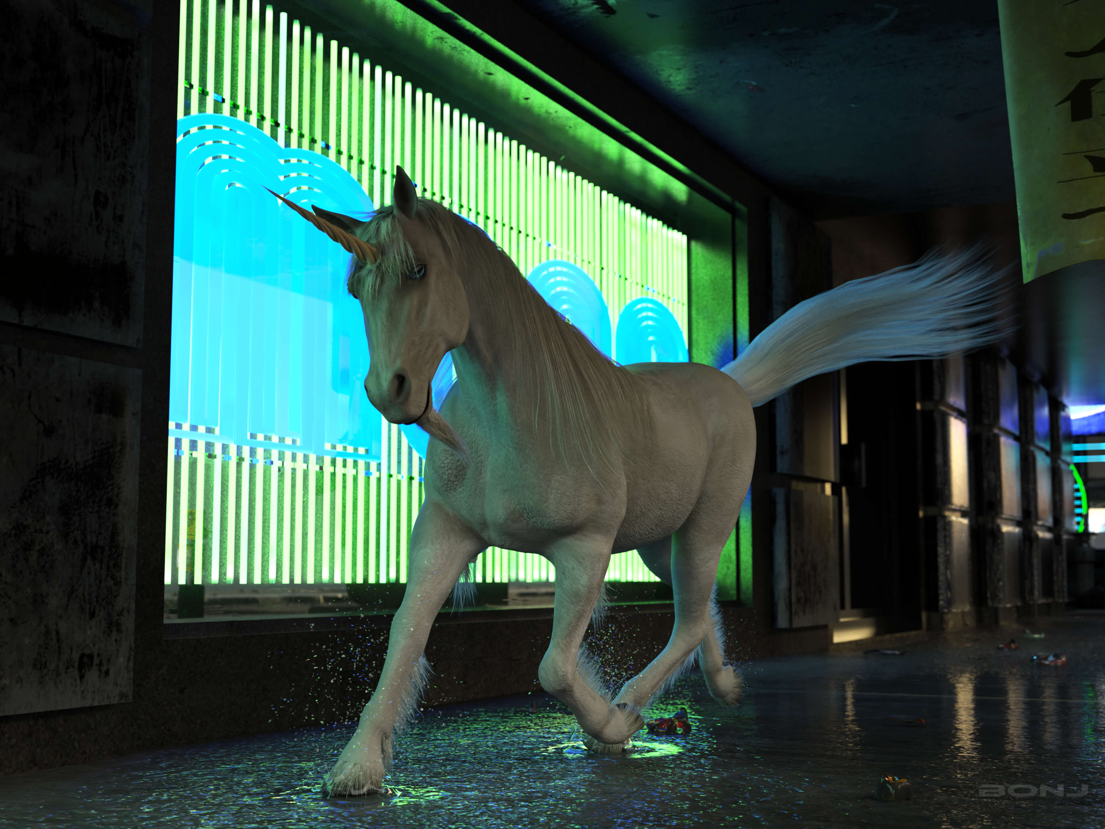 The Unicorn from Blade Runner 3D Render, Digital Art by bonj
