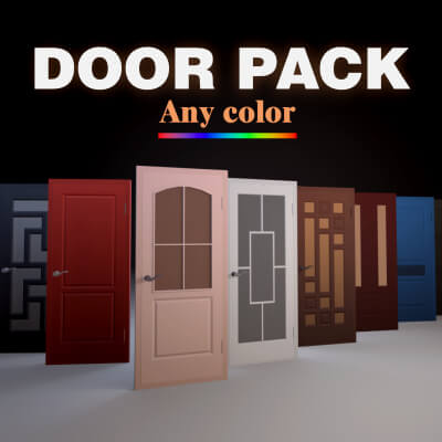 Door Pack - Color Customization (Low Poly) 3D Model by BoznaWhat